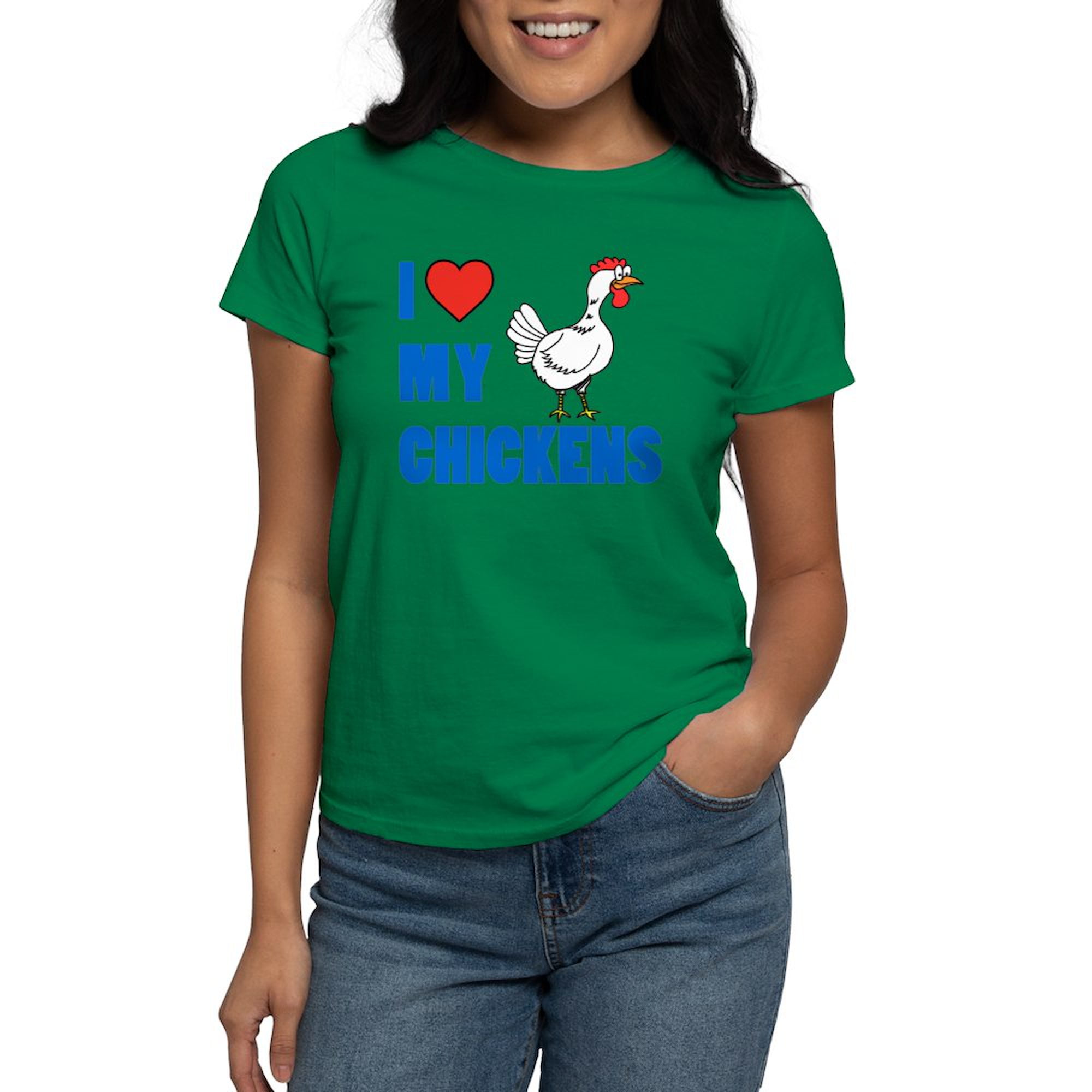CafePress - I Love My Chickens T Shirt - Women's Traditional Fit Dark T ...