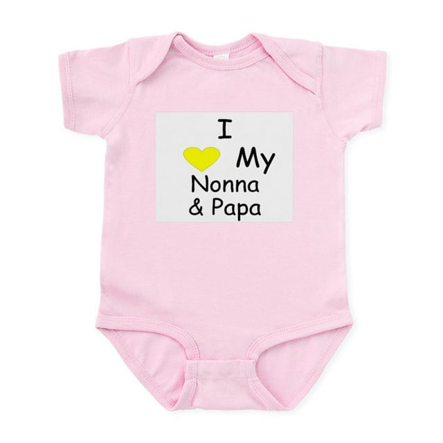 CafePress - I Love My Nonna & Papa Yellow Infant Bodysuit - Baby Light Bodysuit, Size Newborn ...