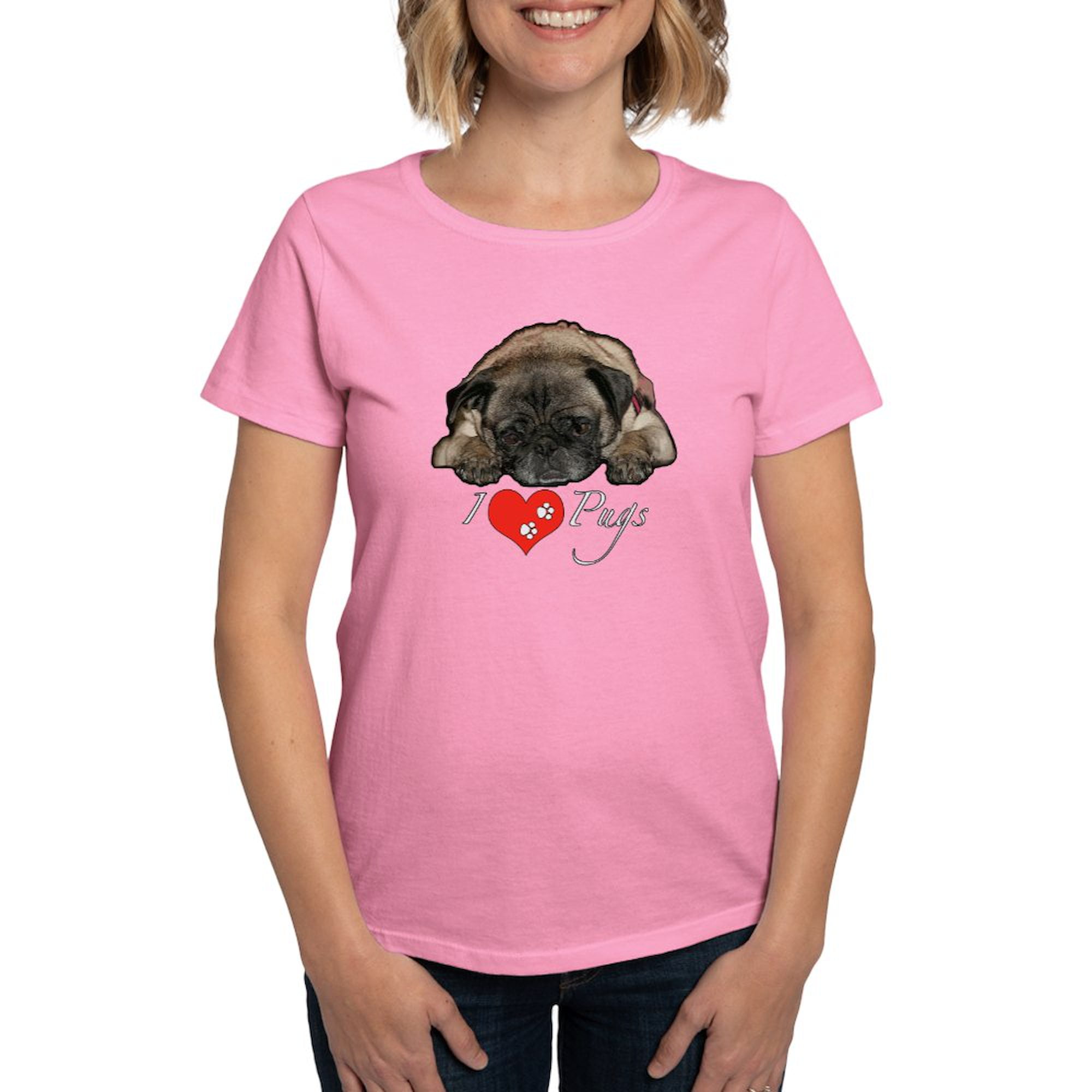 CafePress - I Love Pugs Women's Dark T Shirt - Women's Traditional Fit ...