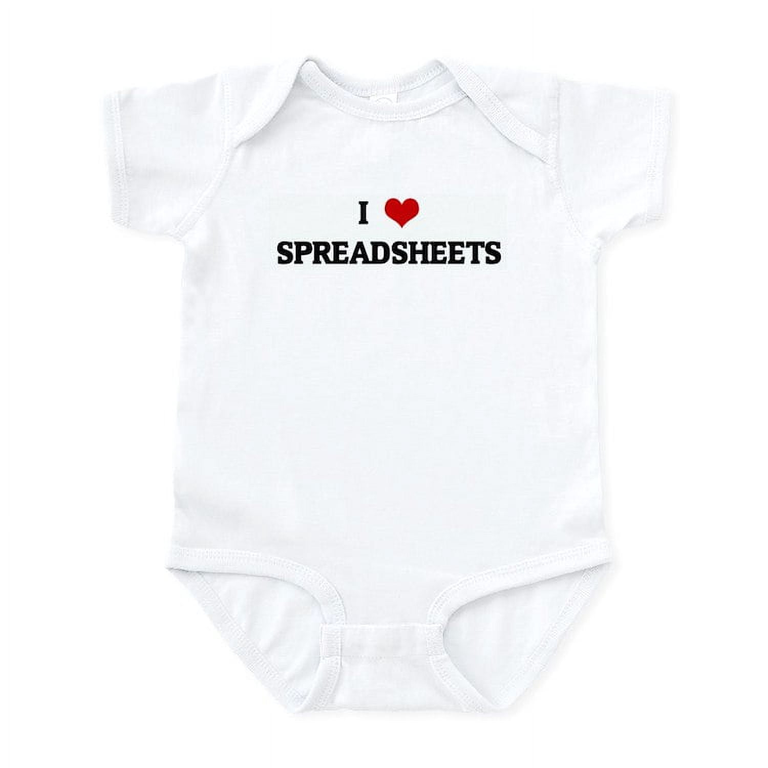 CafePress - I Love SPREADSHEETS Infant Bodysuit - Baby Light Bodysuit ...