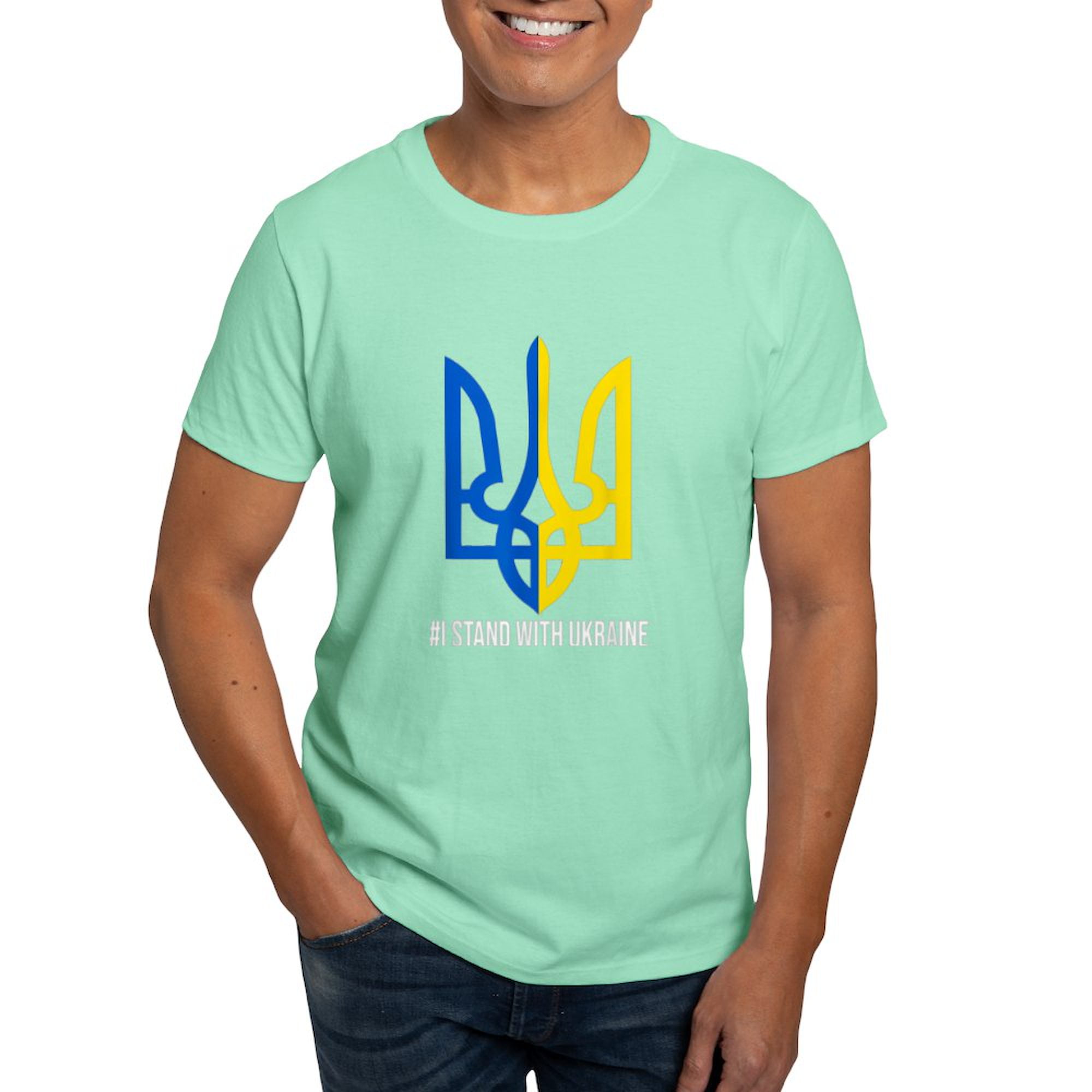 CafePress - I Stand With Ukraine Flag Support Ukraine T Shirt - Men's ...