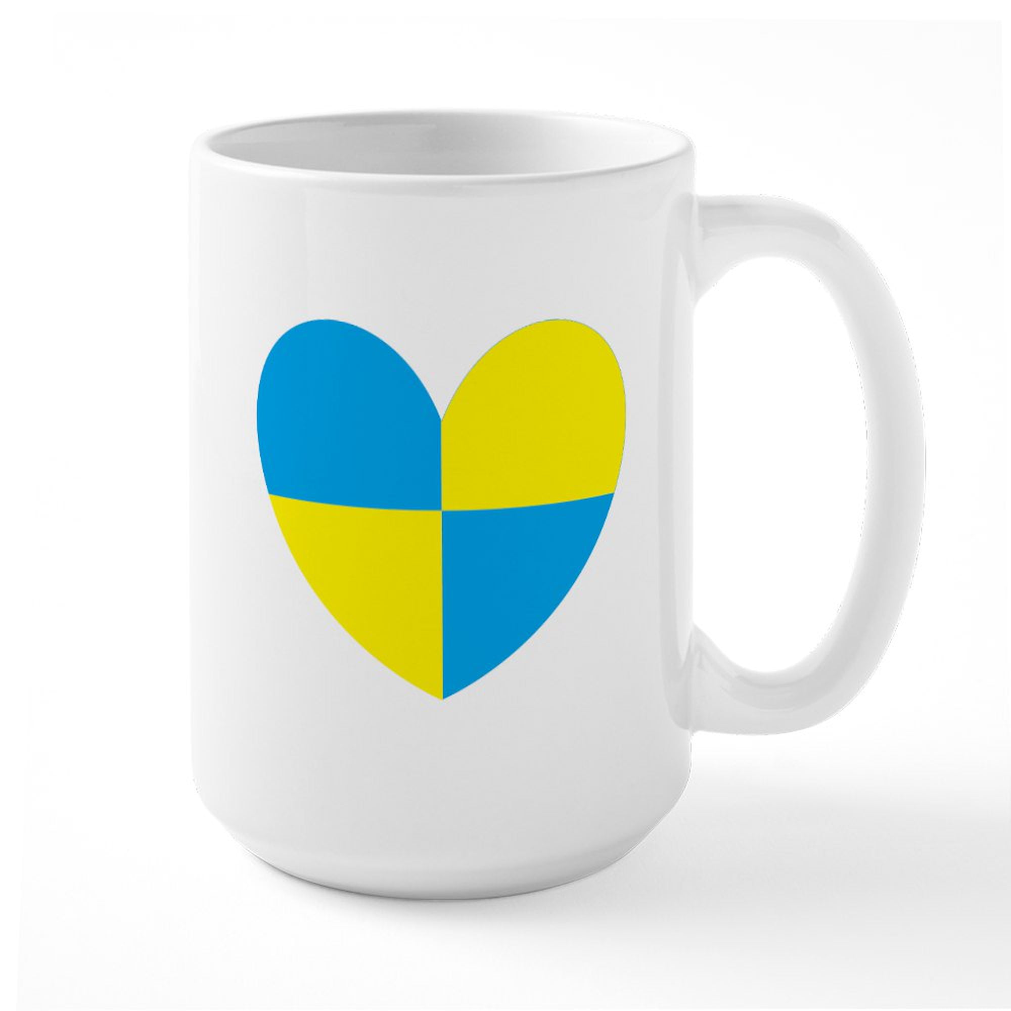 CafePress - I Stand With Ukraine Heart Mugs - 15 oz Ceramic Large White ...