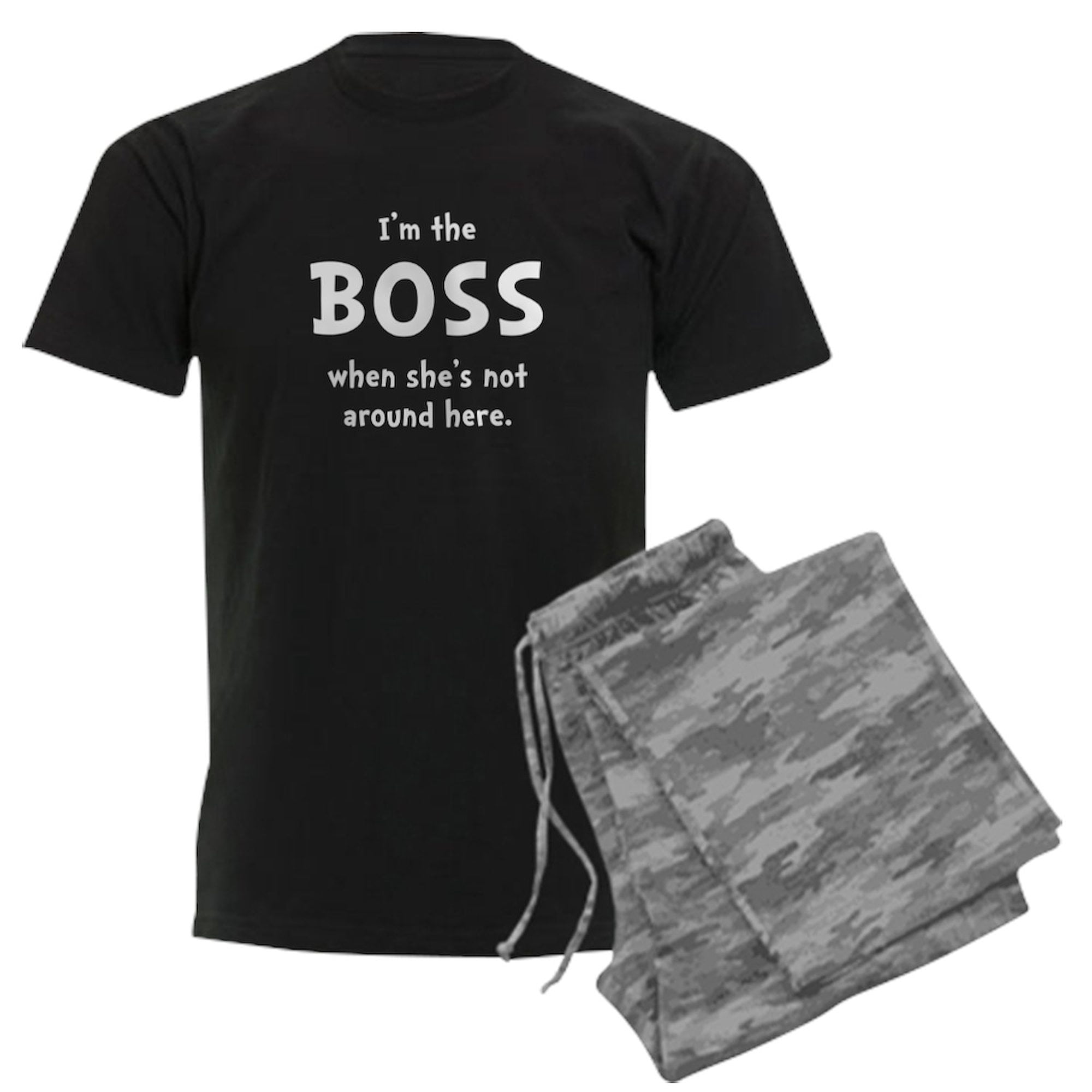 CafePress - Im The Boss Shes Not Around Men's Dark Pajamas - Men's Dark ...