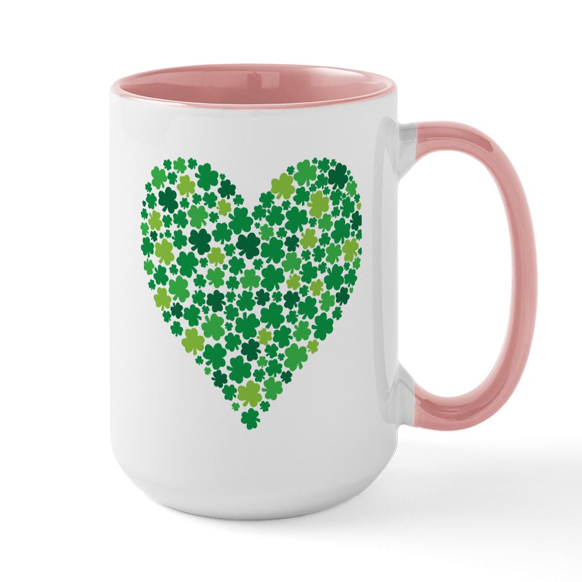 CafePress - Irish Shamrock Heart Large Mug Mugs - 15 oz Ceramic Large ...