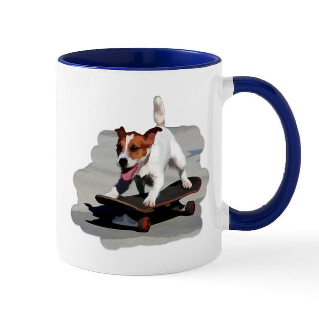 CafePress - Jack Russel Terrier On Skateboard Mugs - 11 oz Ceramic Mug ...