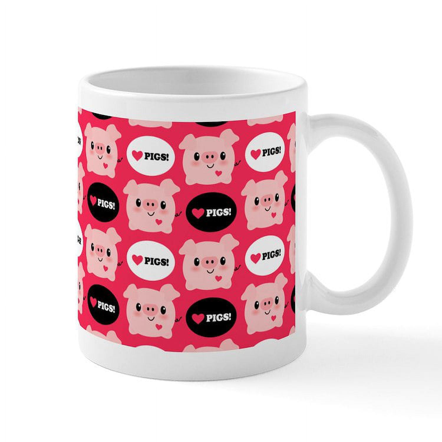 CafePress - Kawaii I Love Pigs Mug - 11 oz Ceramic Mug - Novelty Coffee ...
