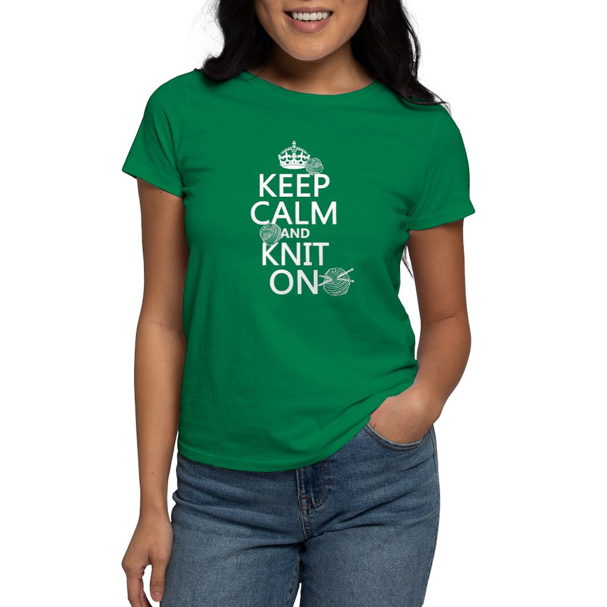 CafePress - Keep Calm And Knit On T Shirt - Women's Traditional Fit ...