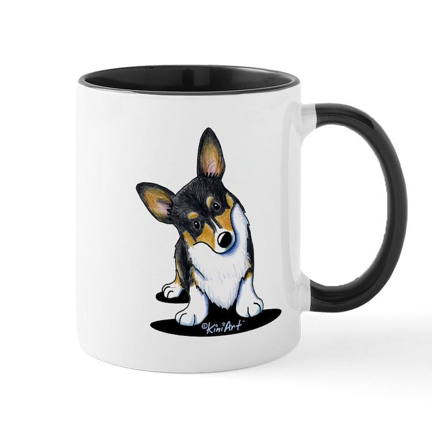 CafePress - Kiniart Tricolor Corgi Mug - 11 oz Ceramic Mug - Novelty ...