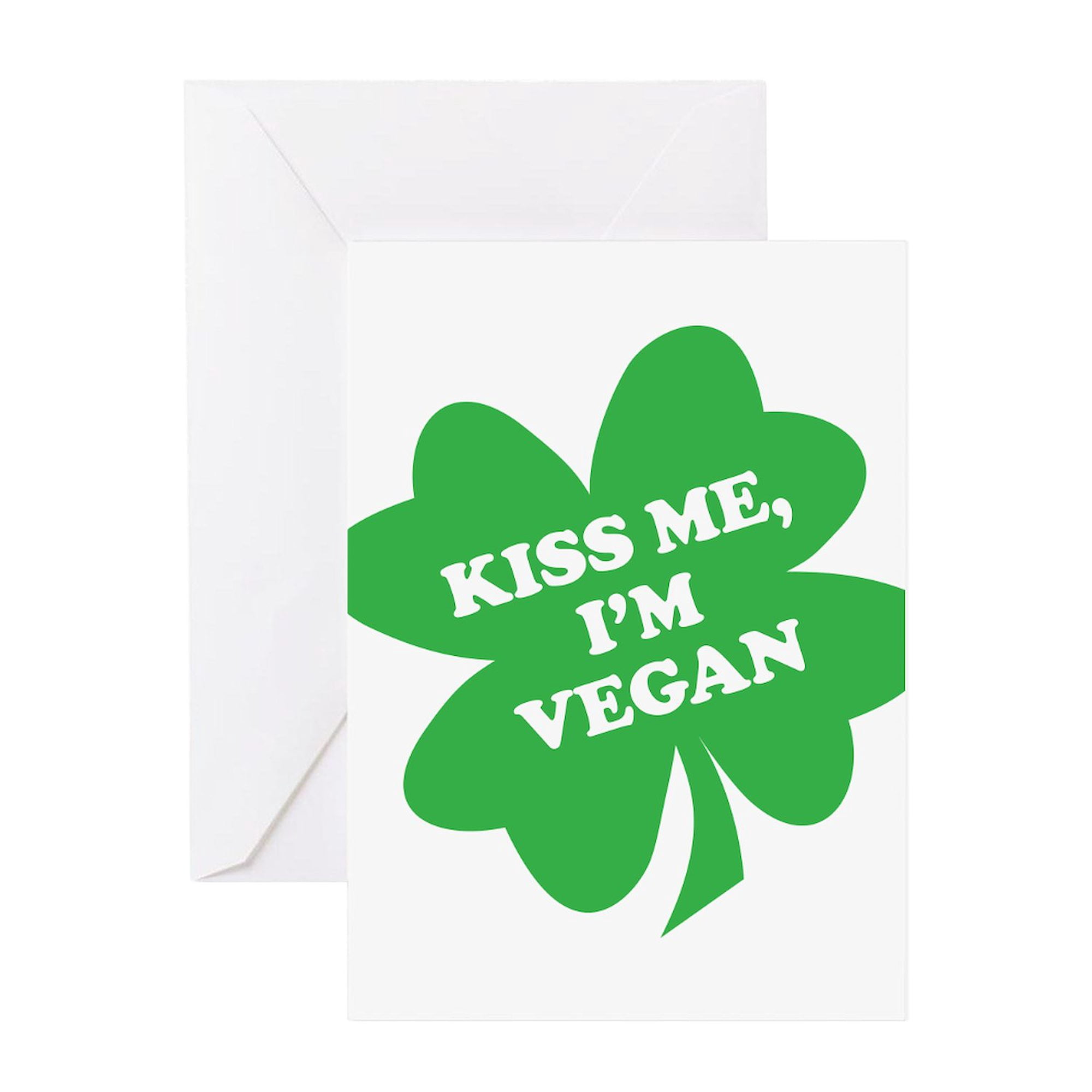 CafePress - Kiss Me, I'm Vegan Shamrock - Greeting Card, Blank Inside ...