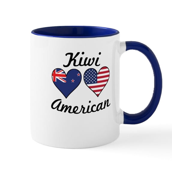CafePress - Kiwi American Flag Hearts Mugs - 11 oz Ceramic Mug ...