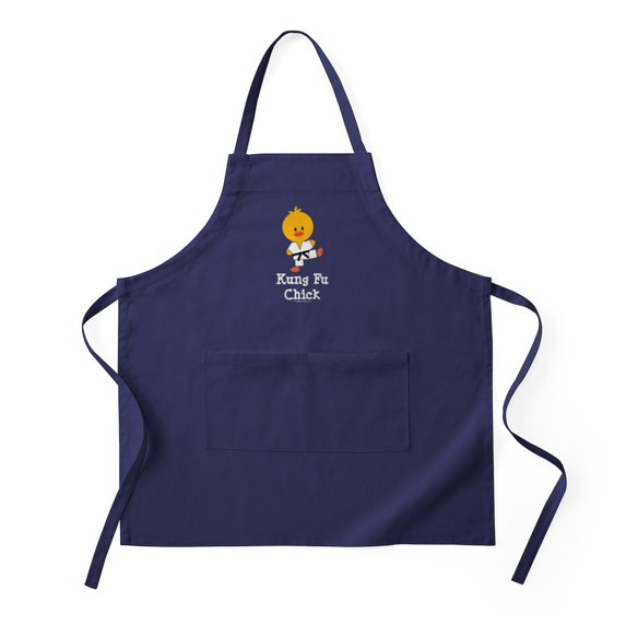 CafePress - Kung Fu Chick Apron (Dark) - Kitchen Apron with Pockets ...