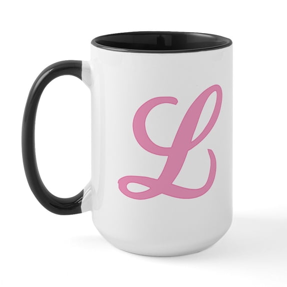 CafePress - L Initial Large Mug - 15 oz Ceramic Large White Novelty Mug ...