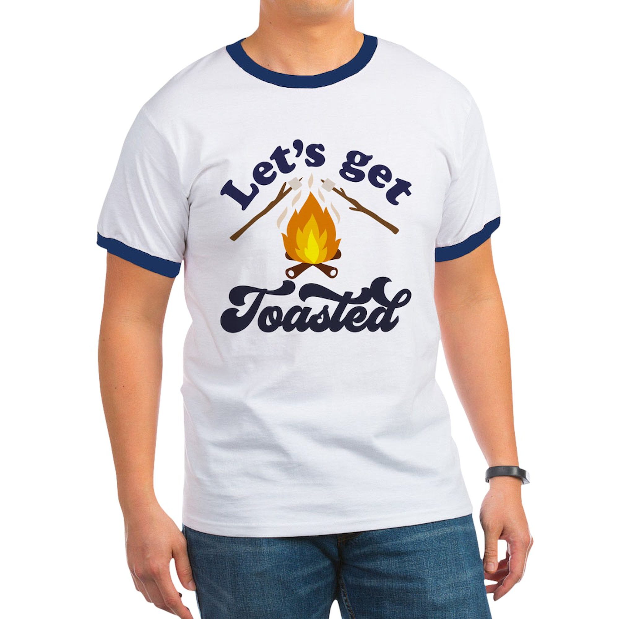 CafePress - LET's GET TOASTED T Shirt - 100% Cotton Ringed T-Shirt ...