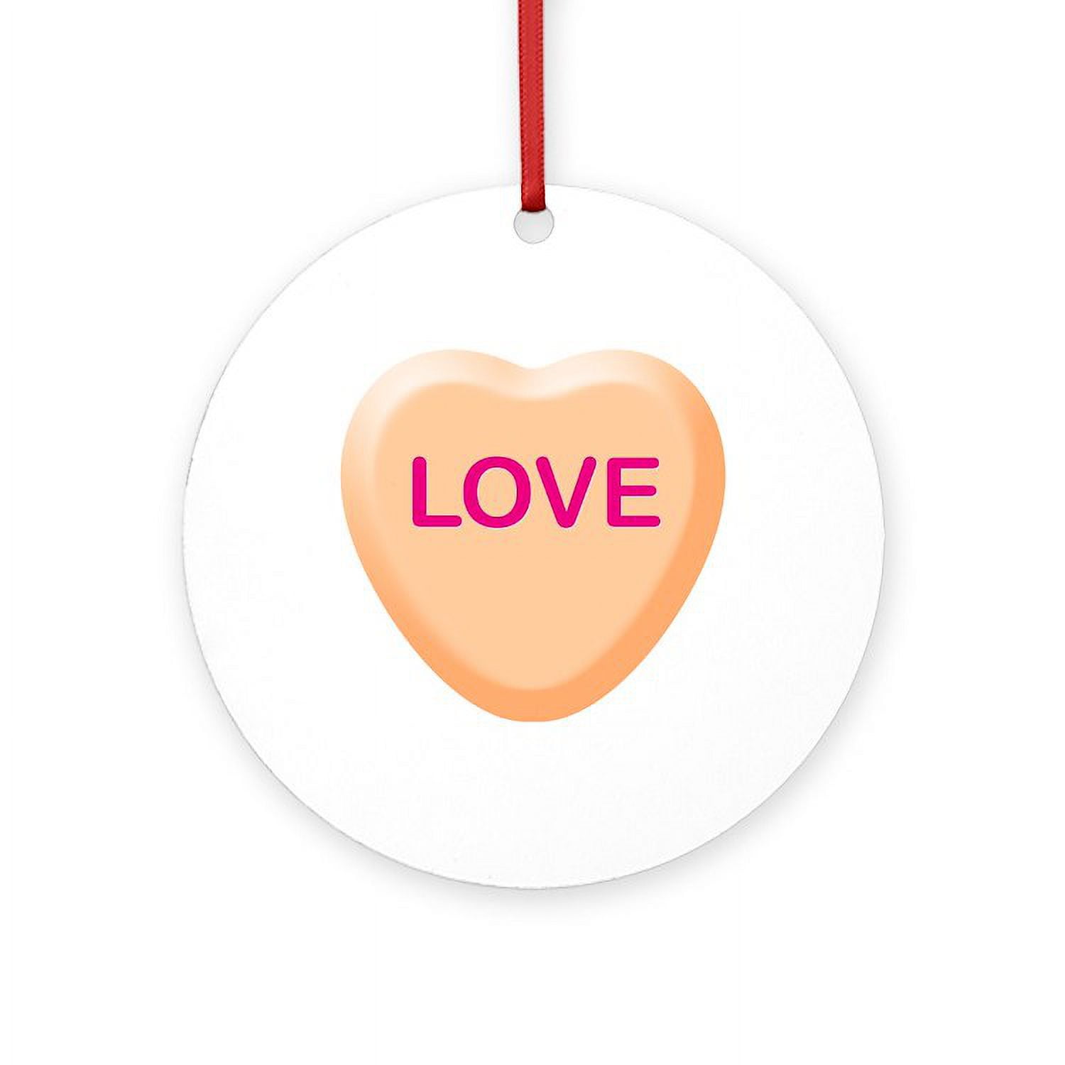 CafePress - LOVE Orange Candy Heart - Round Wood Ornament 4" - Walmart.com
