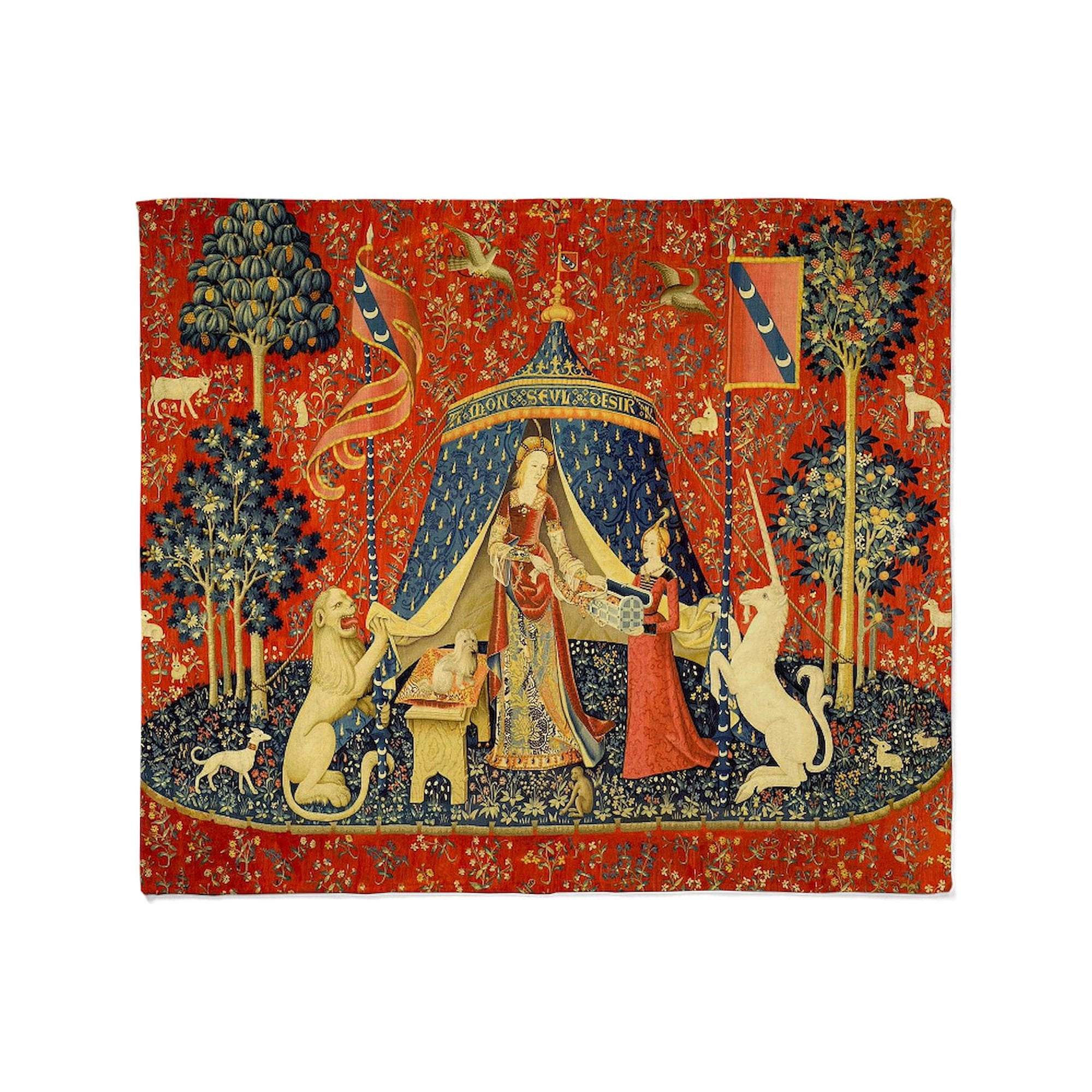 CafePress - Lady And The Unicorn Medieval Tapestry Art Throw B - Soft ...