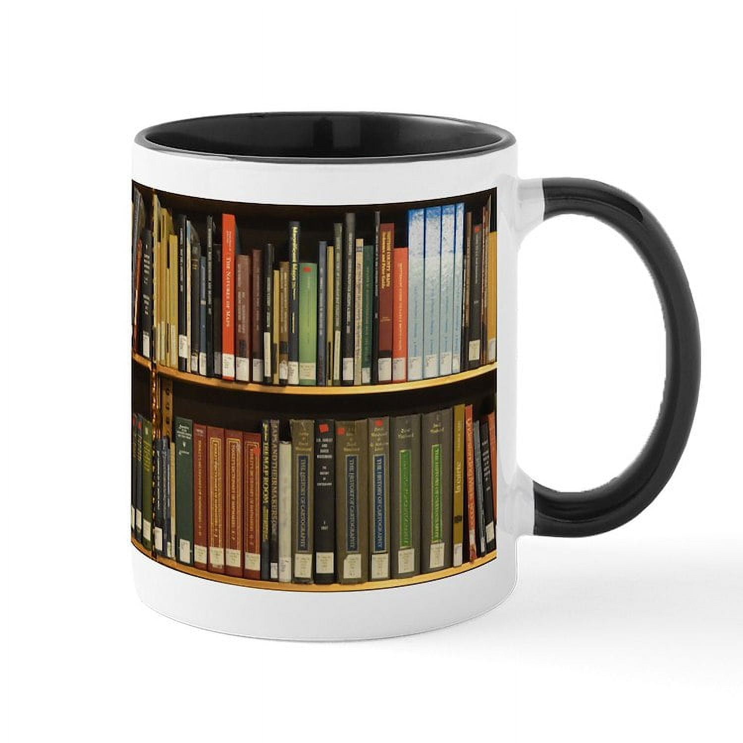 CafePress - Library Bookshelf Mugs - 11 oz Ceramic Mug - Novelty Coffee ...