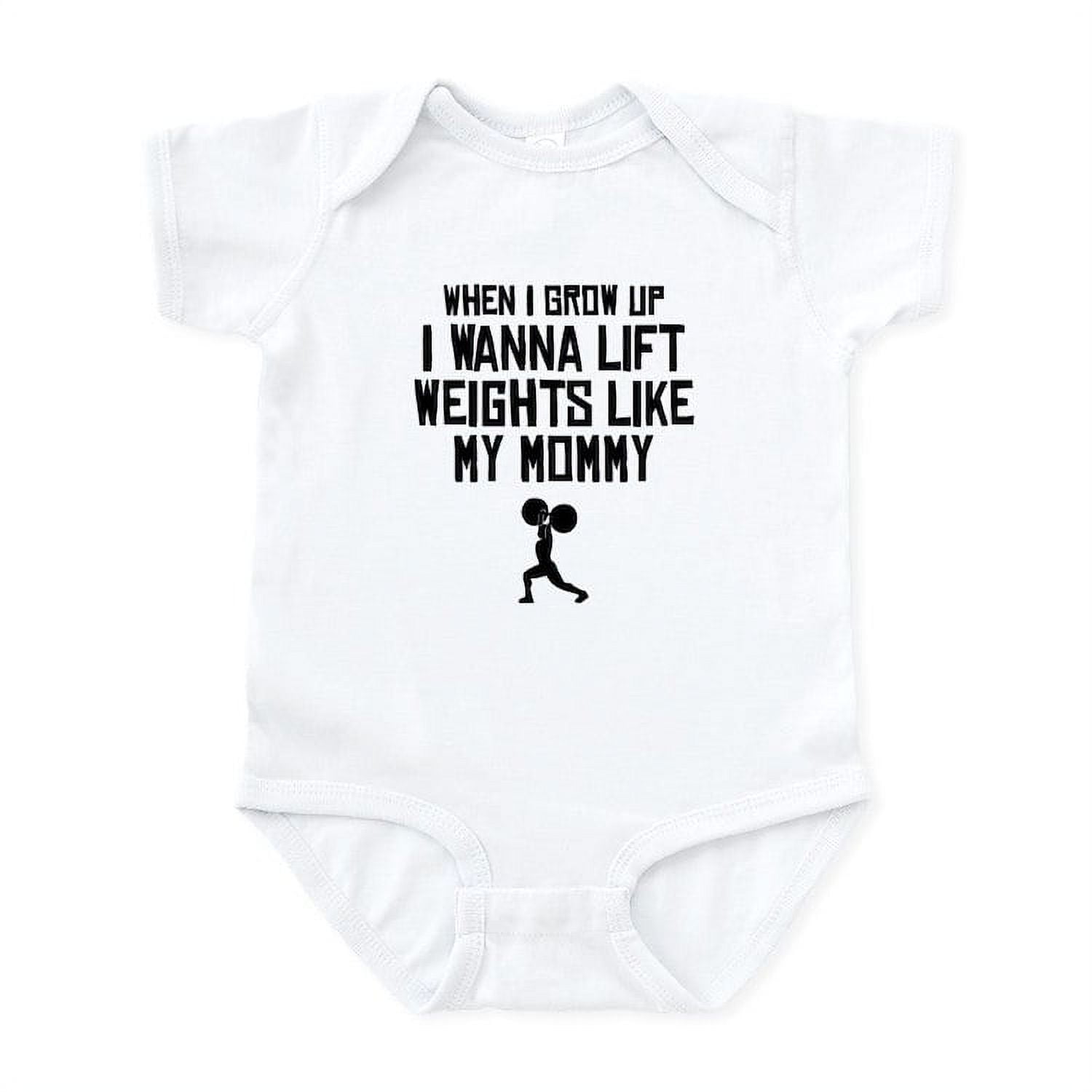CafePress - Lift Weights Like My Mommy Body Suit - Baby Light Bodysuit ...