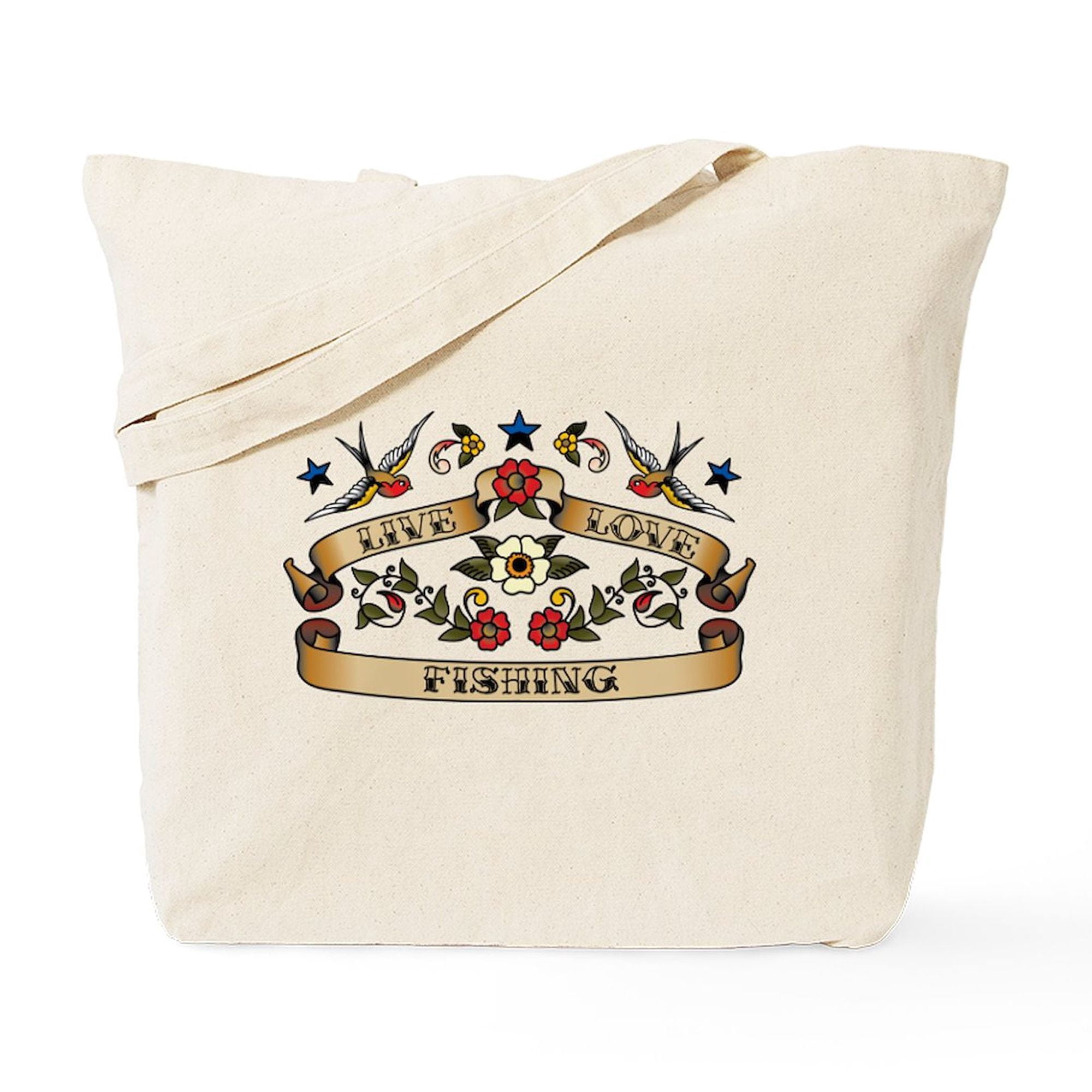 CafePress - Live Love Fishing Tote Bag - Unisex Canvas Tote Bag, Beige ...