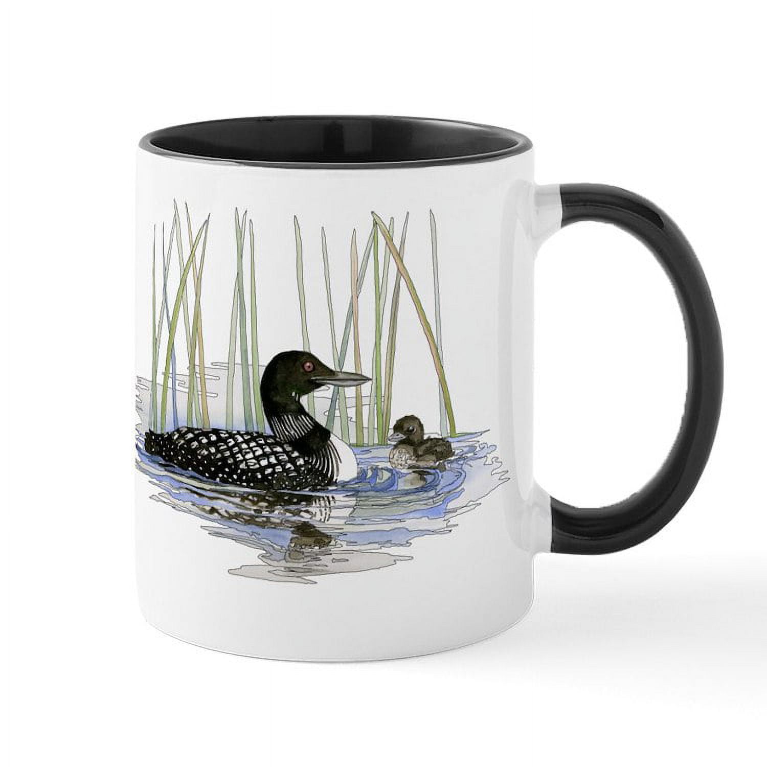 CafePress - Loon And Baby Mug - 11 oz Ceramic Mug - Novelty Coffee Tea ...