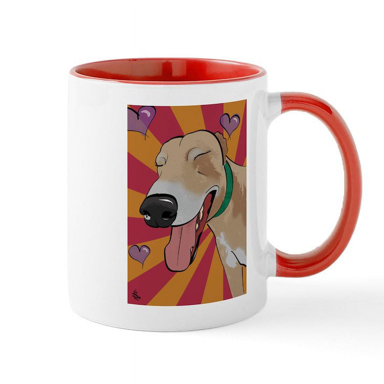 CafePress - Love Greyhound Mug - 11 oz Ceramic Mug - Novelty Coffee Tea ...