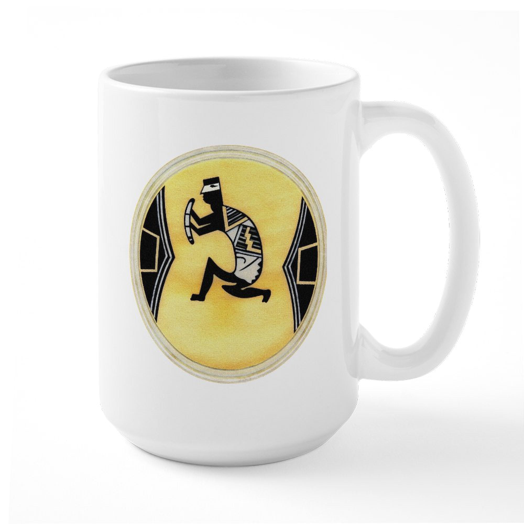 CafePress - MIMBRES MAN AND SNAKE BOWL DESIGN Large Mug - 15 oz Ceramic ...