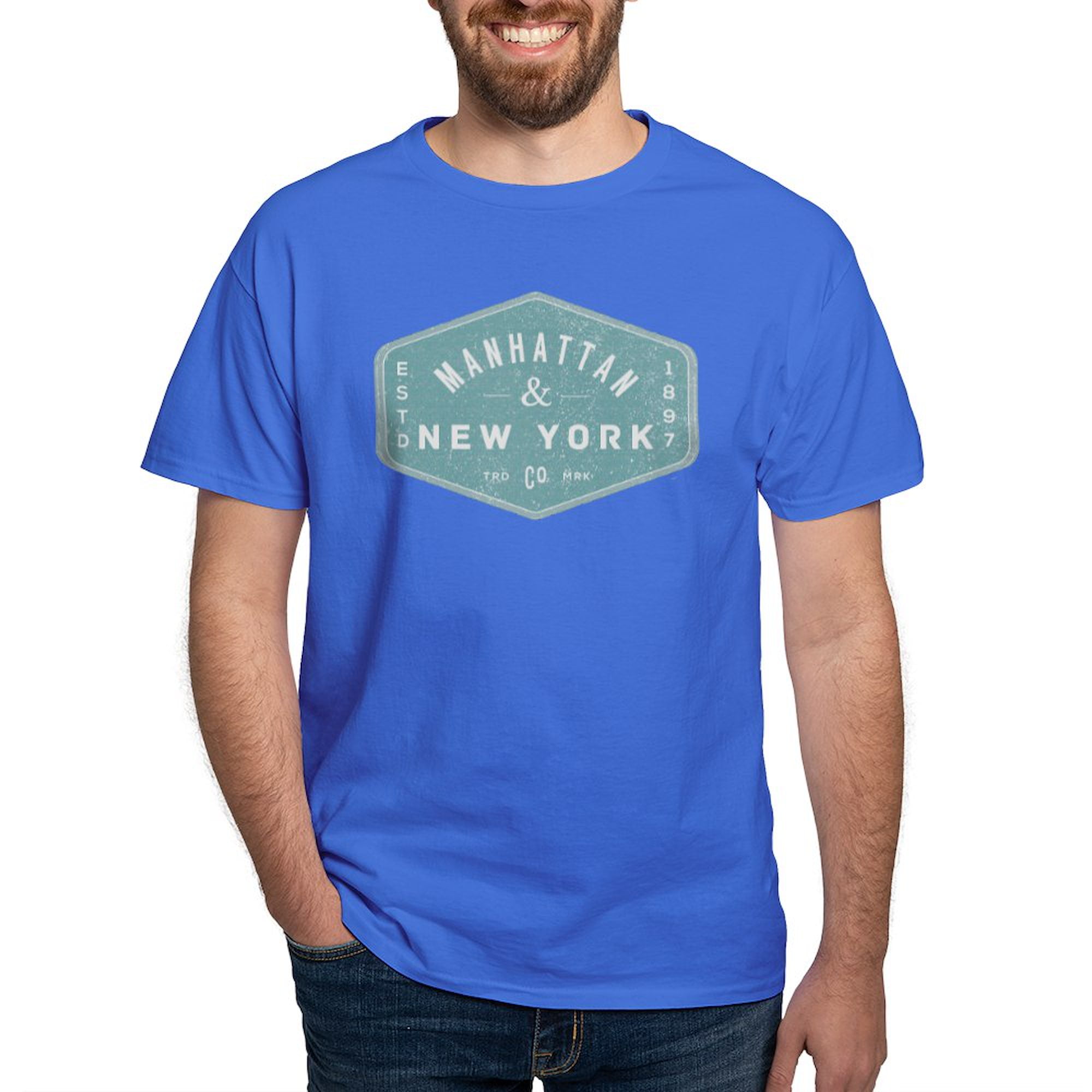 CafePress - Manhattan New York City Vintage Logo Light T Shirt - Men's ...