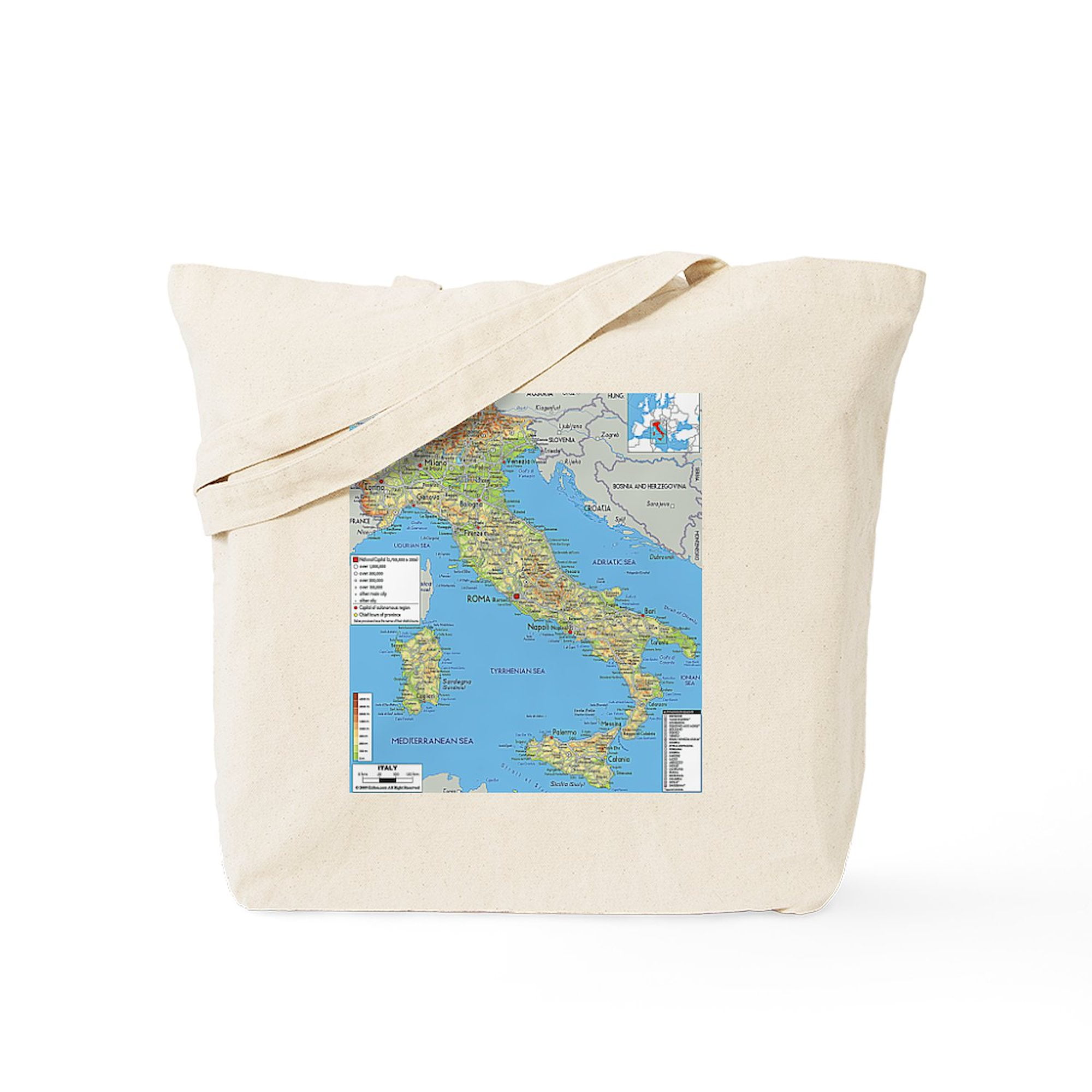 CafePress - Map Of Italy Tote Bag - Unisex Canvas Tote Bag, Beige, 1 ...