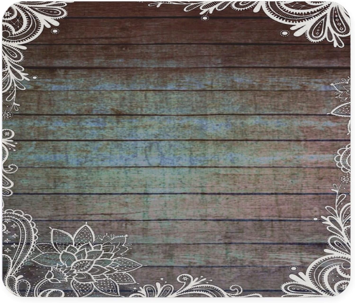CafePress Modern Lace Woodgrain Country Decor Mousepad Non-Slip Rubber ...