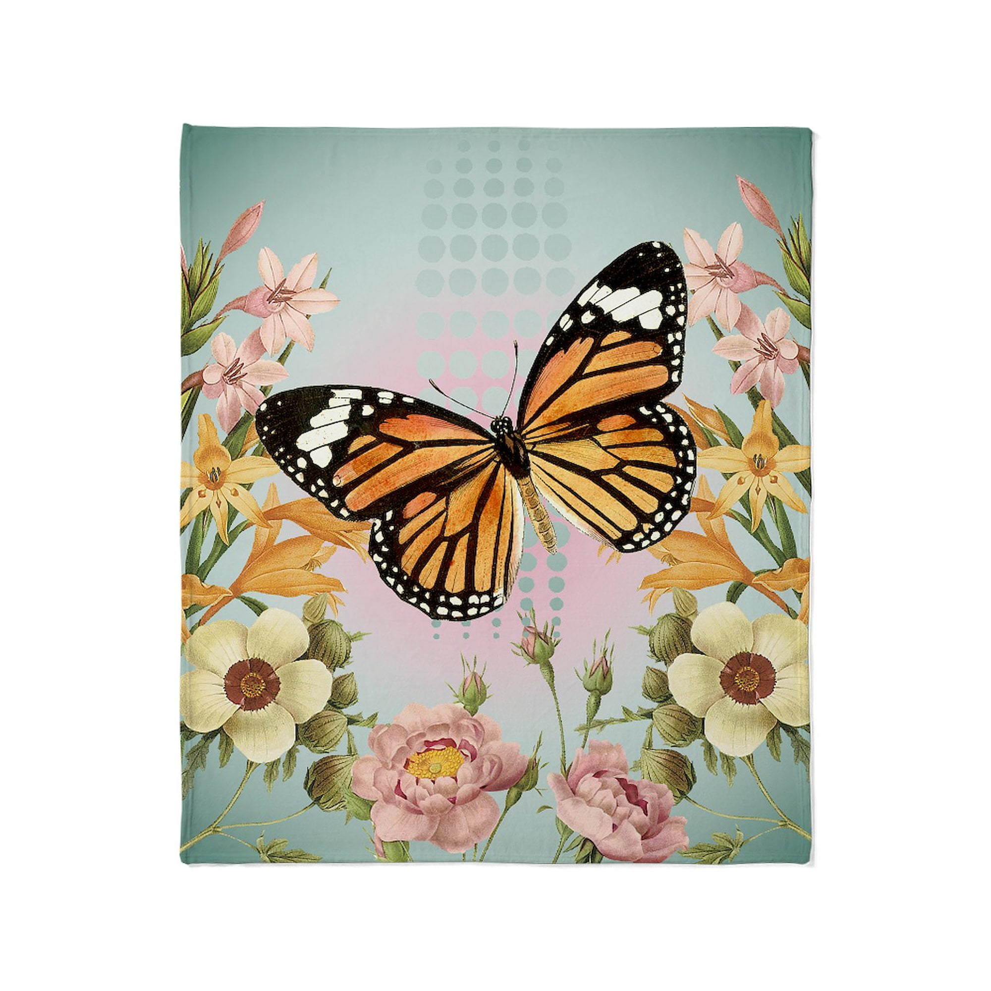CafePress - Modern Vintage Monarch Butterfly Throw Blanket - Soft ...