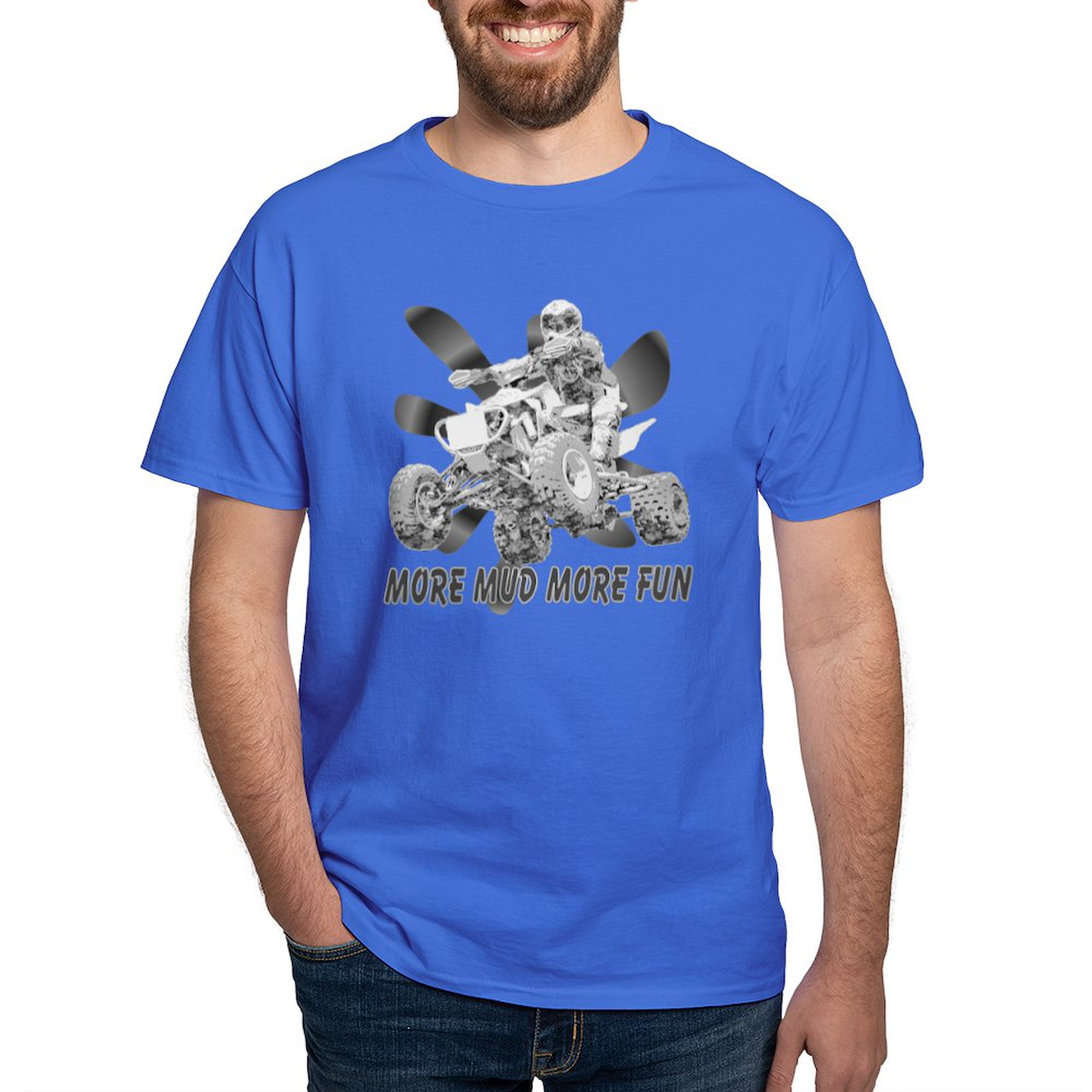 CafePress - More Mud More Fun On An ATV (B/W) Dark T Shirt - Men's ...
