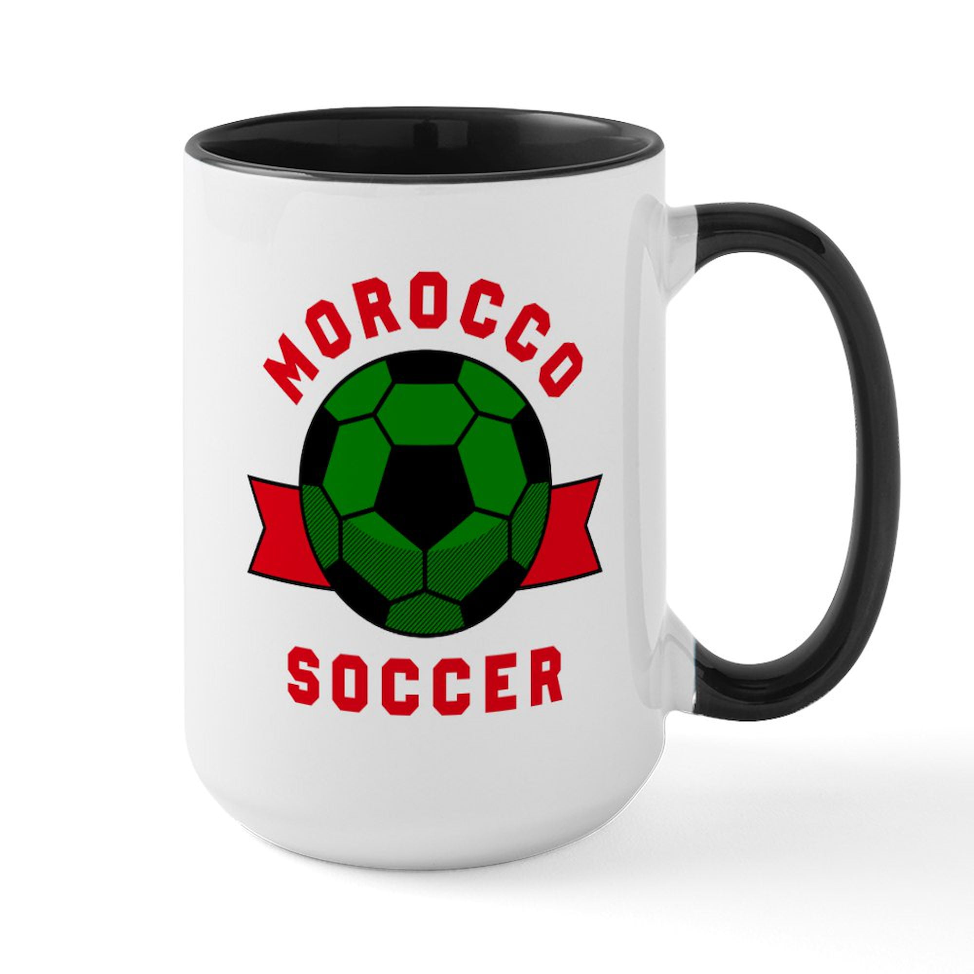 CafePress - Morocco Soccer Mugs - 15 oz Ceramic Large White Novelty Mug ...