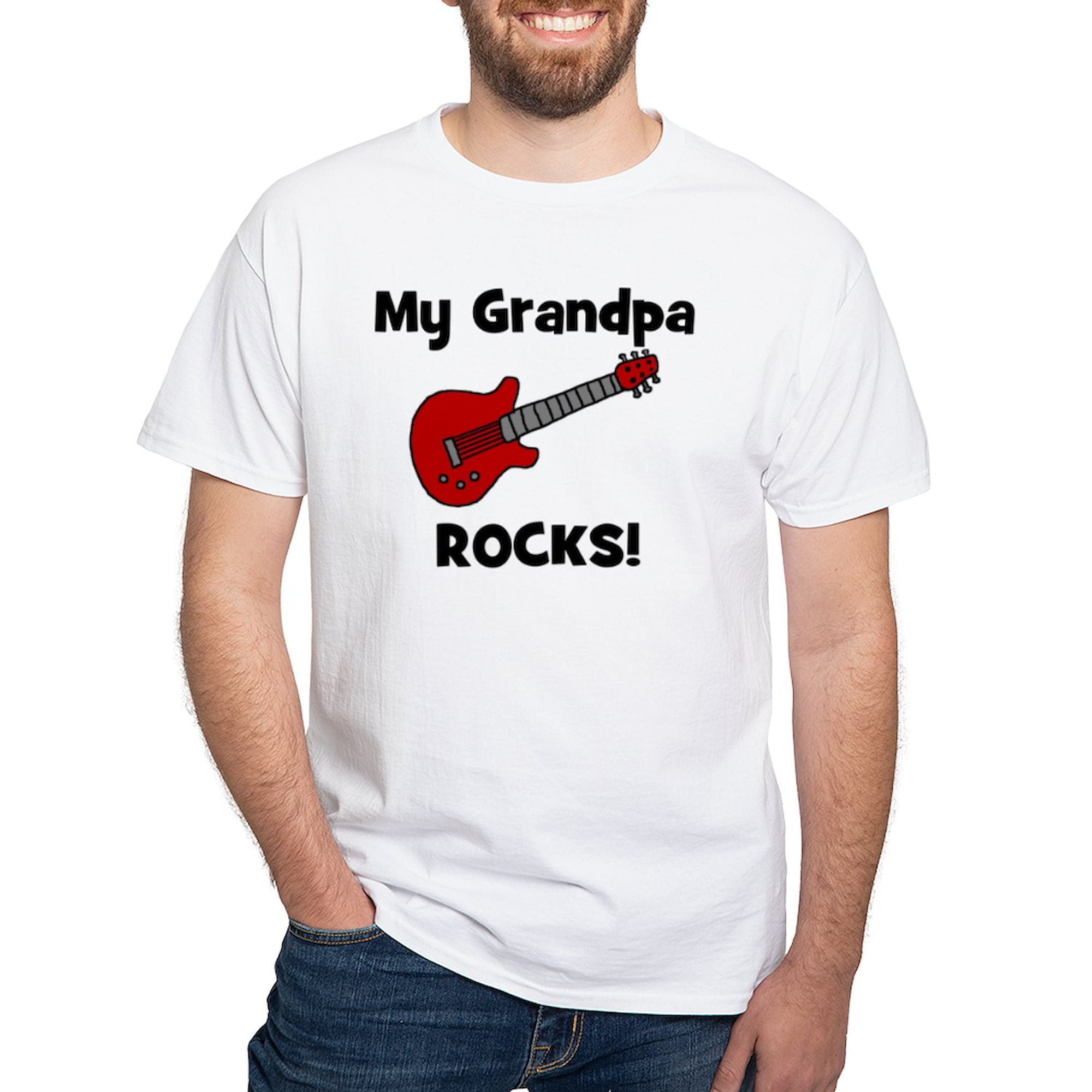 CafePress - My Grandpa Rocks! (Guitar) White T Shirt - Men's Classic T ...