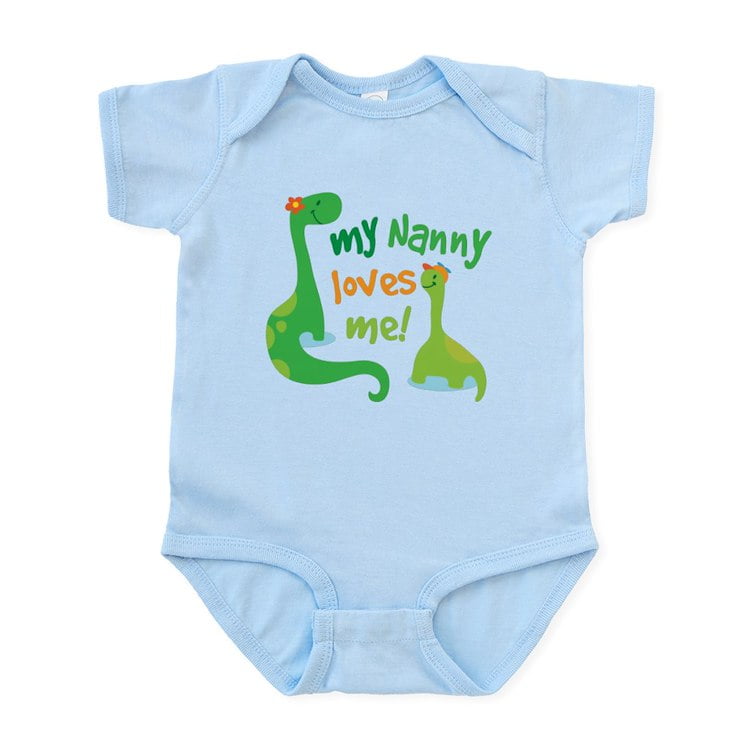CafePress - My Nanny Loves Me Dinosaur Infant Bodysuit - Baby Light Bodysuit, Size Newborn - 24 ...