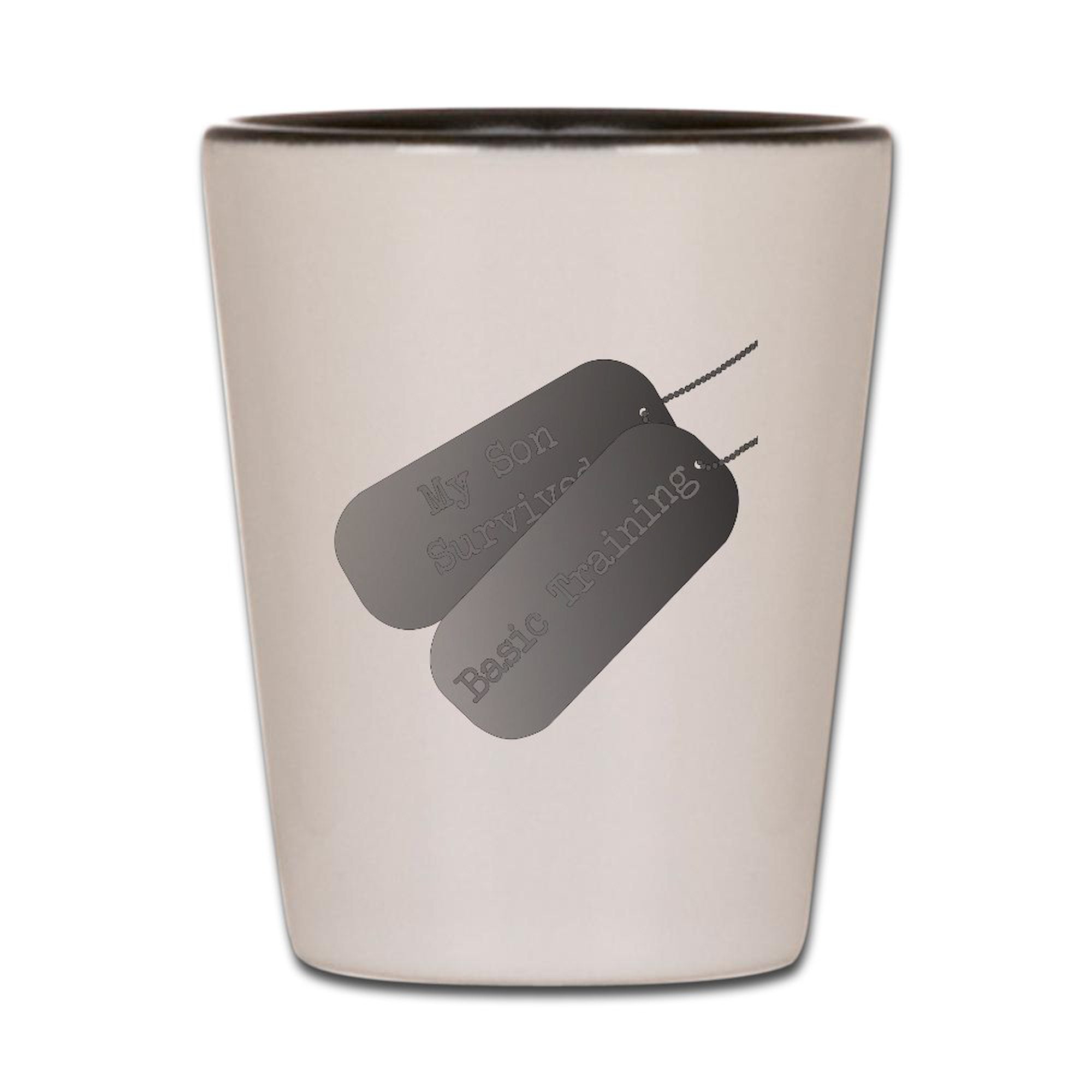 CafePress - My Son Survived Basic Training - White/Black Shot Glass ...