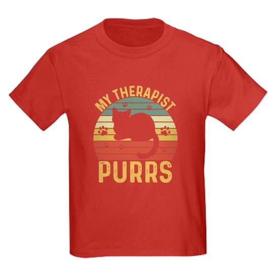 CafePress - My Therapist Purrs Funny Cat Kids T Shirt - Classic Kids ...