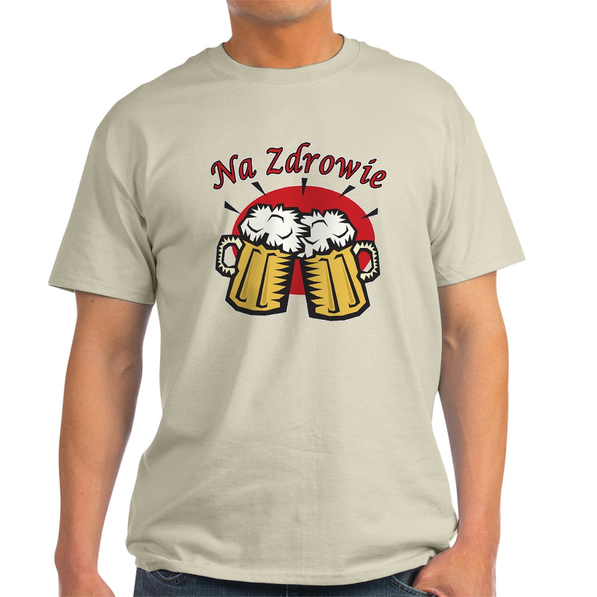 CafePress - Na Zdrowie Toast With Beer Mugs Light T Shirt - Men's ...