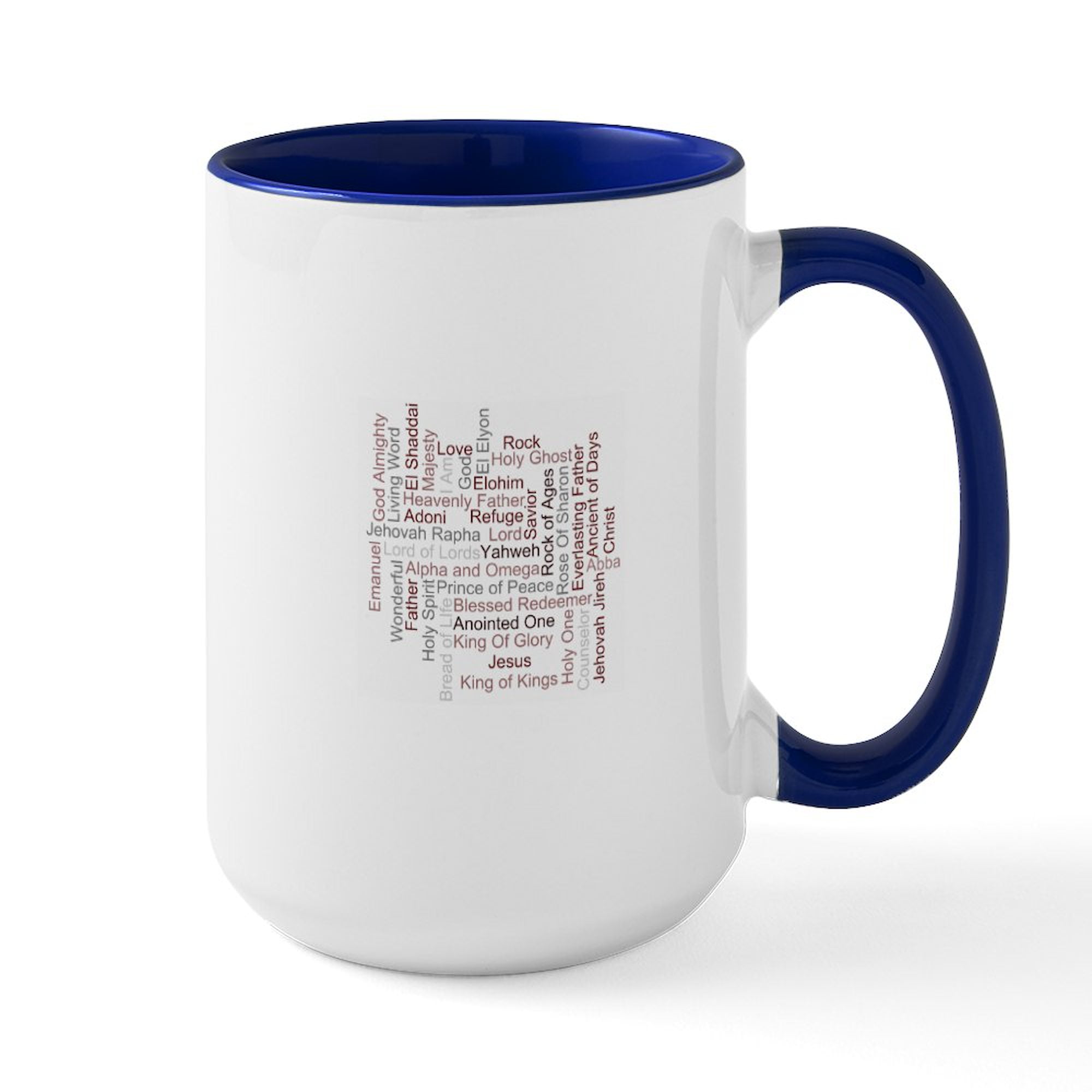 CafePress - Names Of God Word Art Mugs - 15 oz Ceramic Large White ...