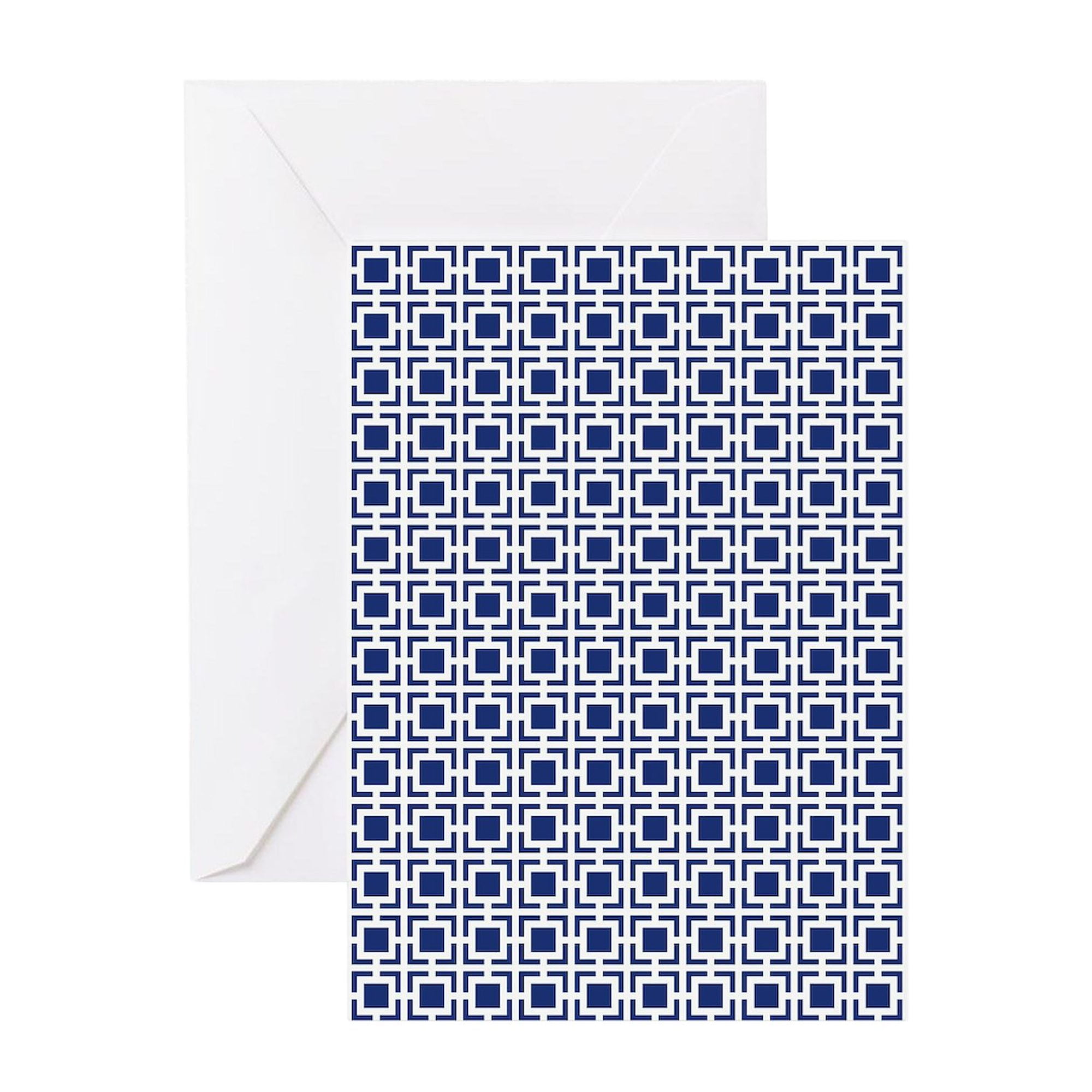 CafePress - Navy Blue Geometric Lattice Pattern - Greeting Card, Blank ...
