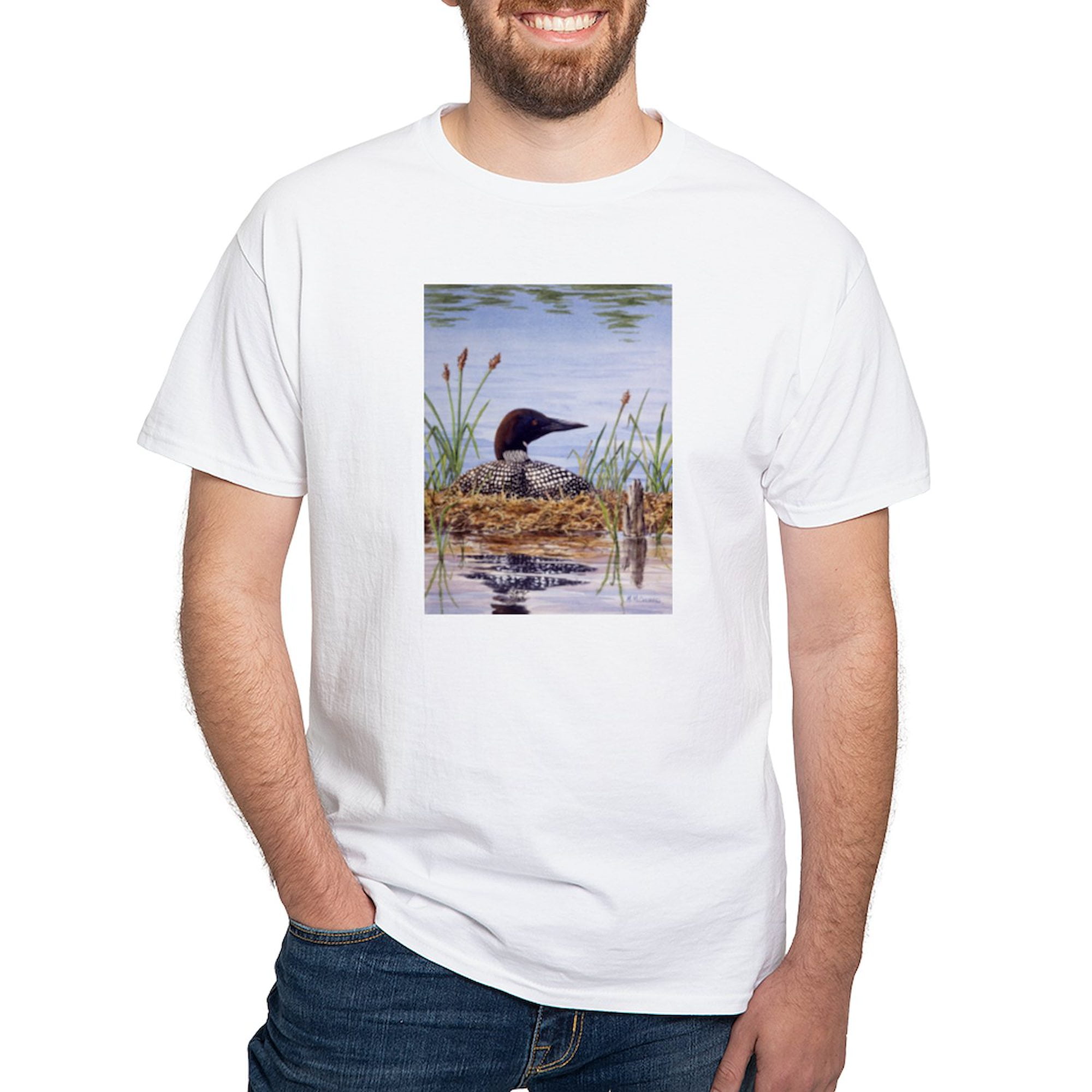 CafePress - Nesting Loons White T Shirt - Men's White Classic Cotton T ...