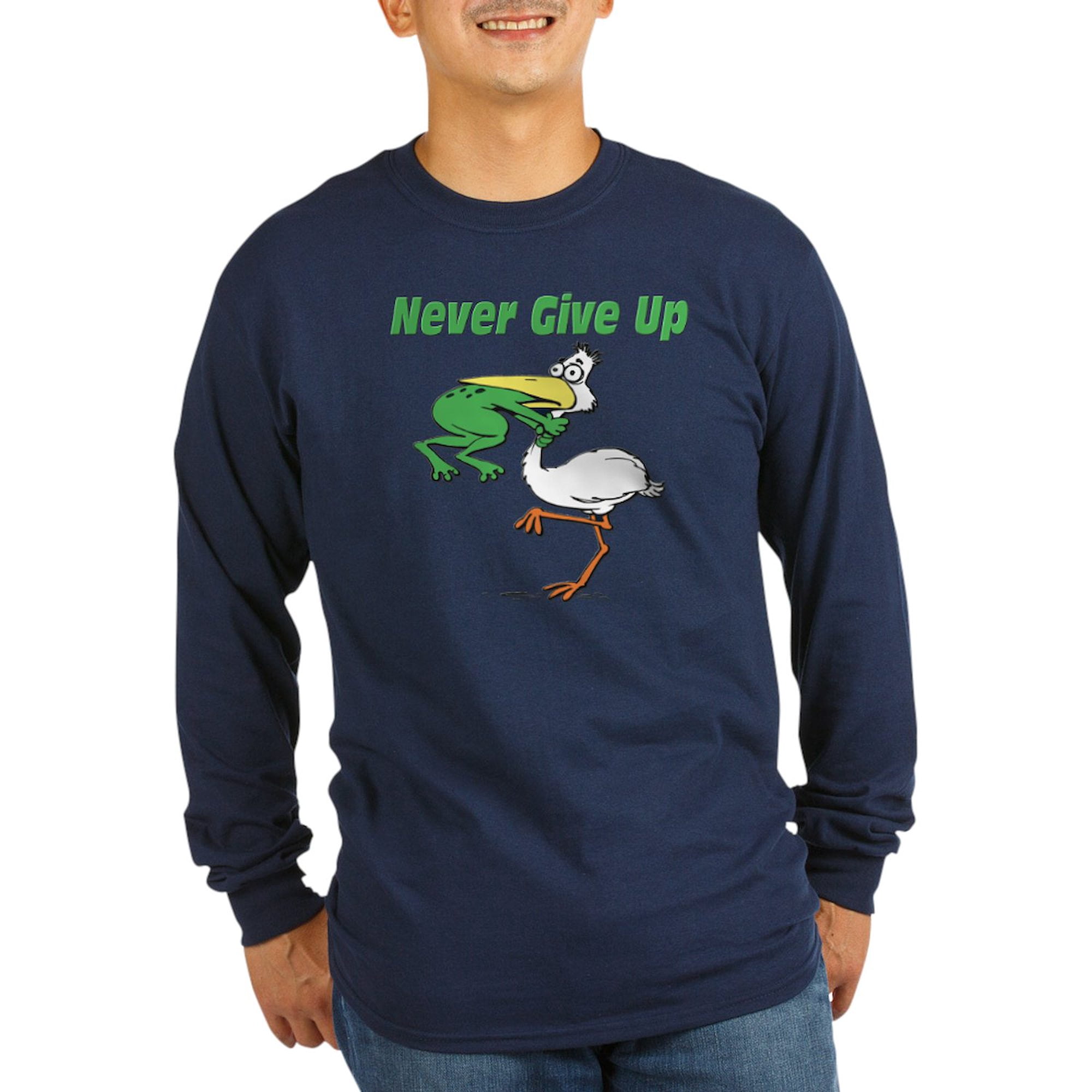 CafePress - Never Give Up Stork And Frog Long Sleeve Dark T Sh - Long ...