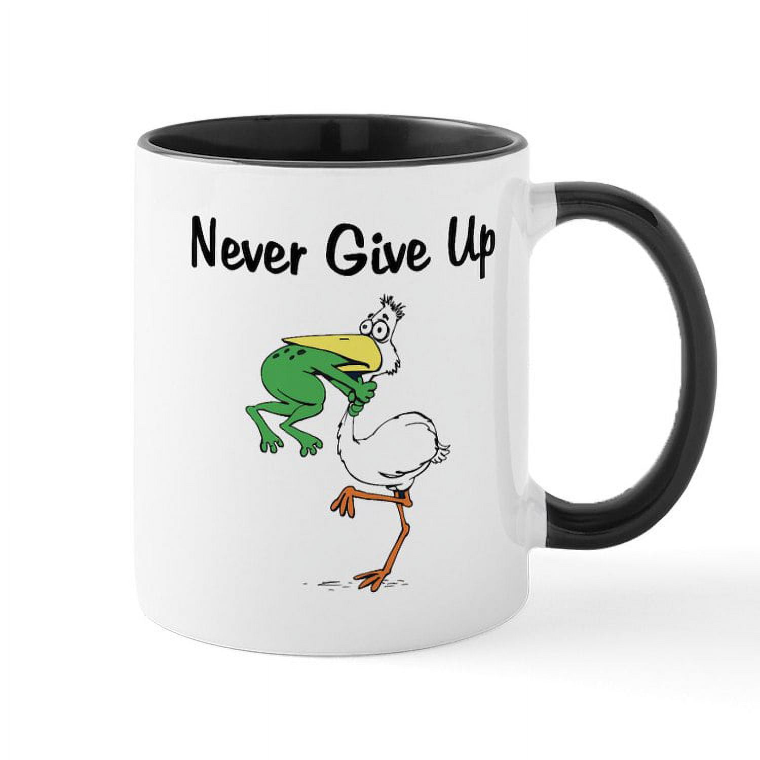 CafePress - Never Give Up Stork And Frog Mug - 11 oz Ceramic Mug ...