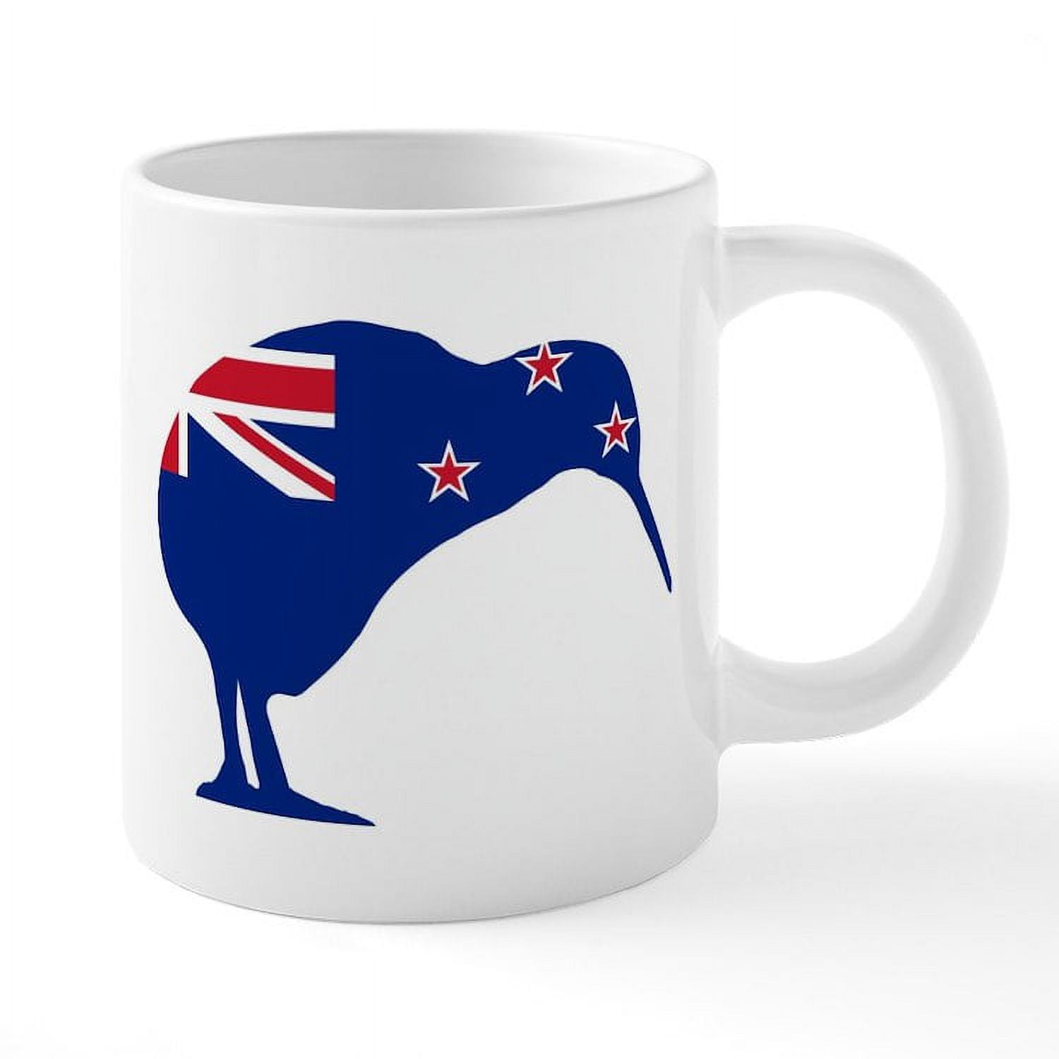 CafePress - New Zealand Flag With Kiwi Silhouette Mugs - 20 Oz White ...