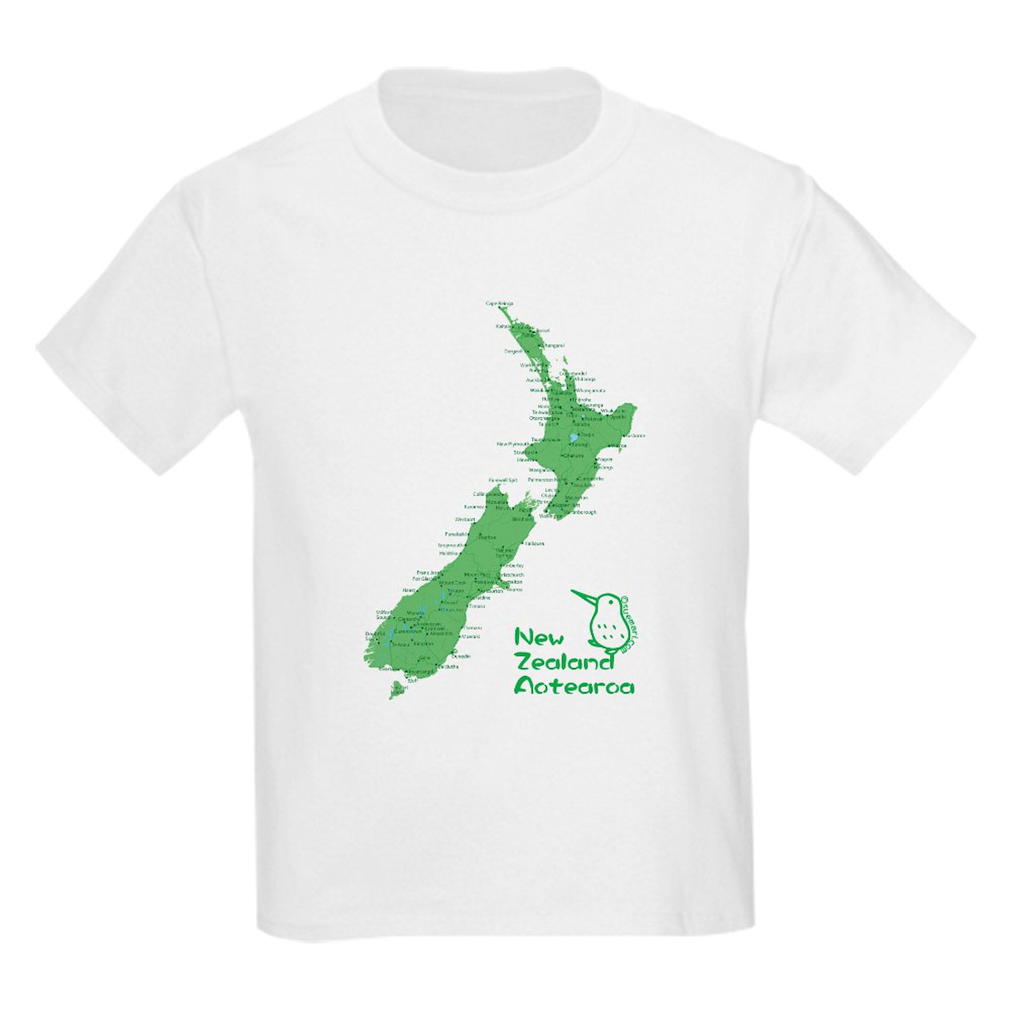CafePress - New Zealand Map Kids Light T Shirt - Light Classic Kids ...
