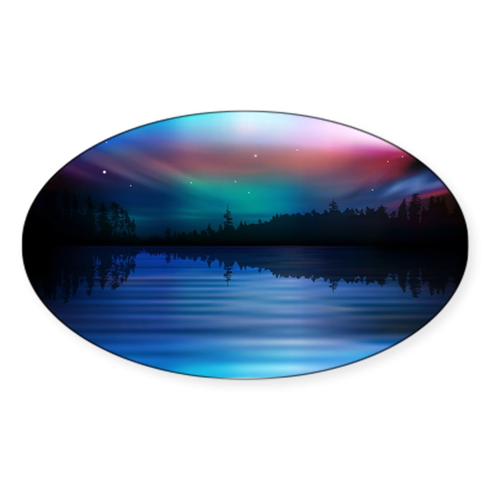 CafePress - Northern Lights Sticker - Sticker (Oval) - Walmart.com