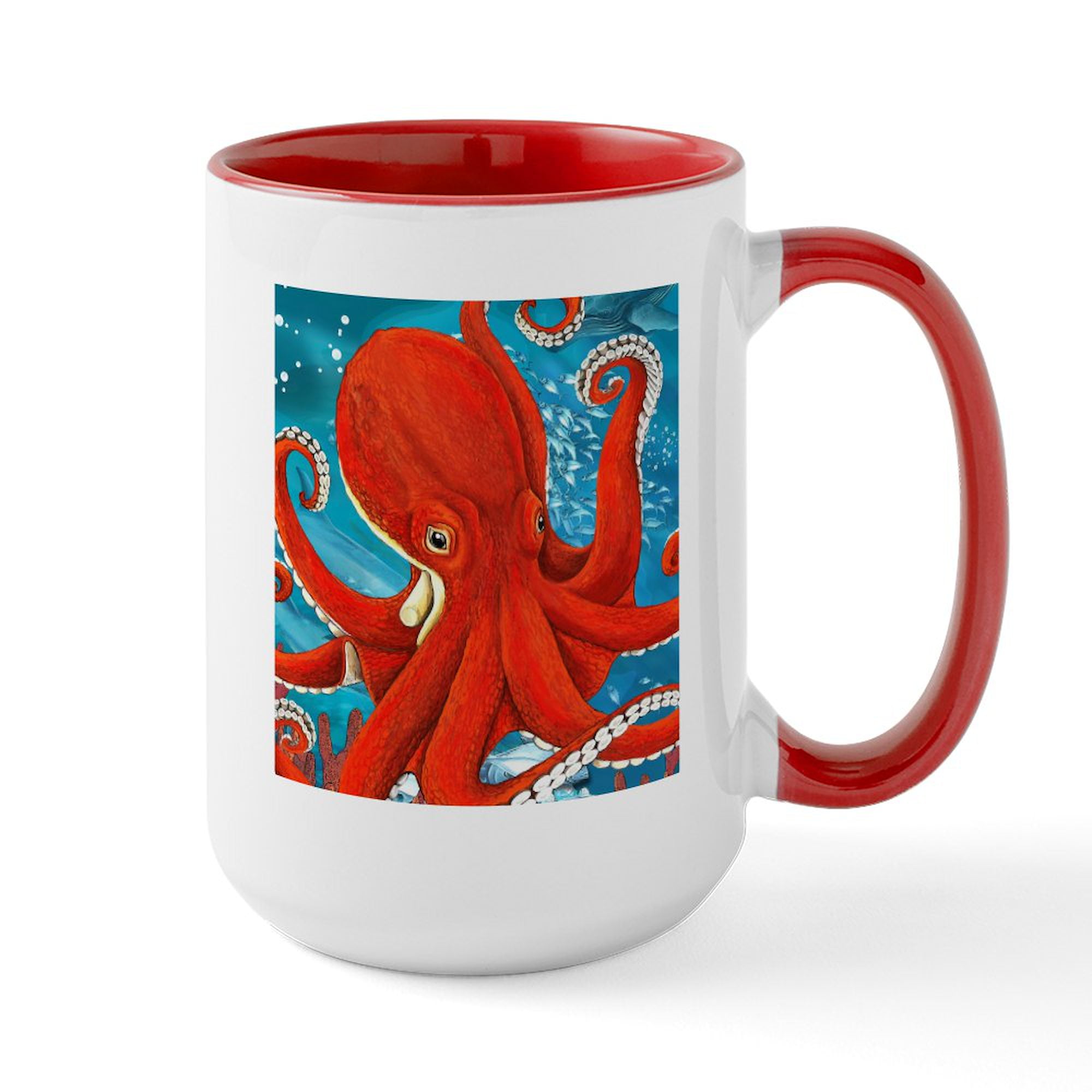 CafePress - Octopus Painting Mugs - 15 oz Ceramic Large White Novelty ...