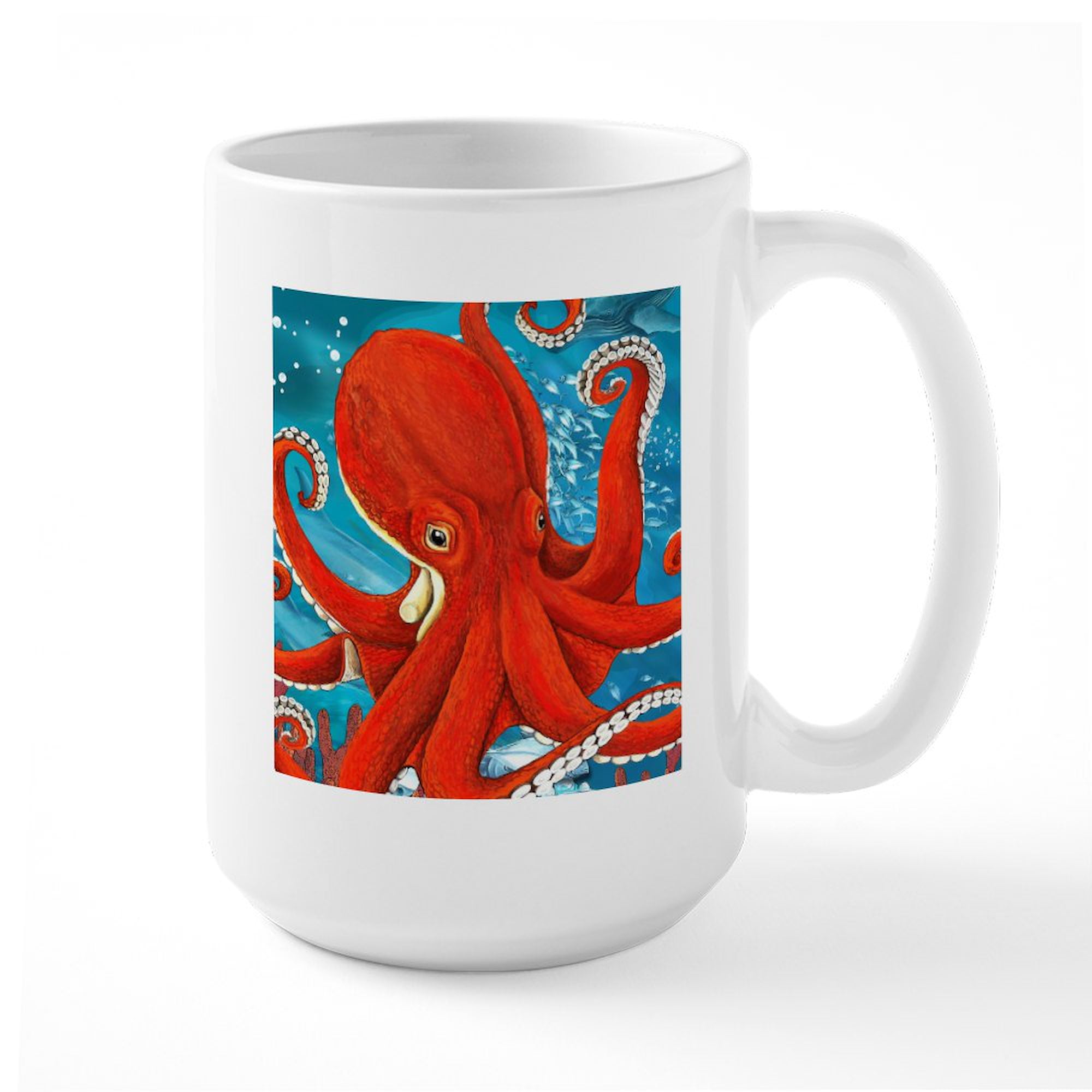 CafePress - Octopus Painting Mugs - 15 oz Ceramic Large White Novelty ...
