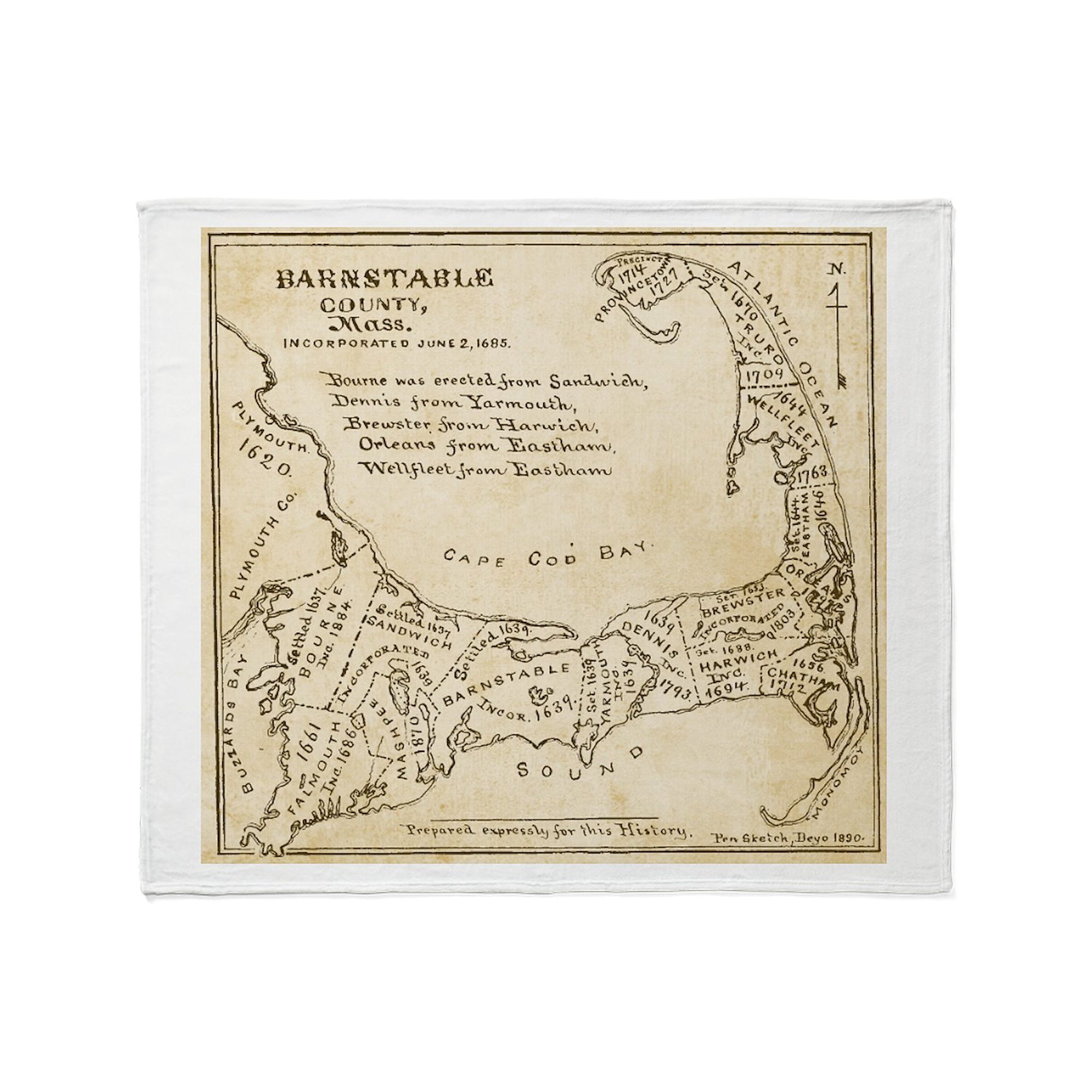 CafePress - Old Cape Cod Map Throw Blanket - Soft Fleece Throw Blanket ...