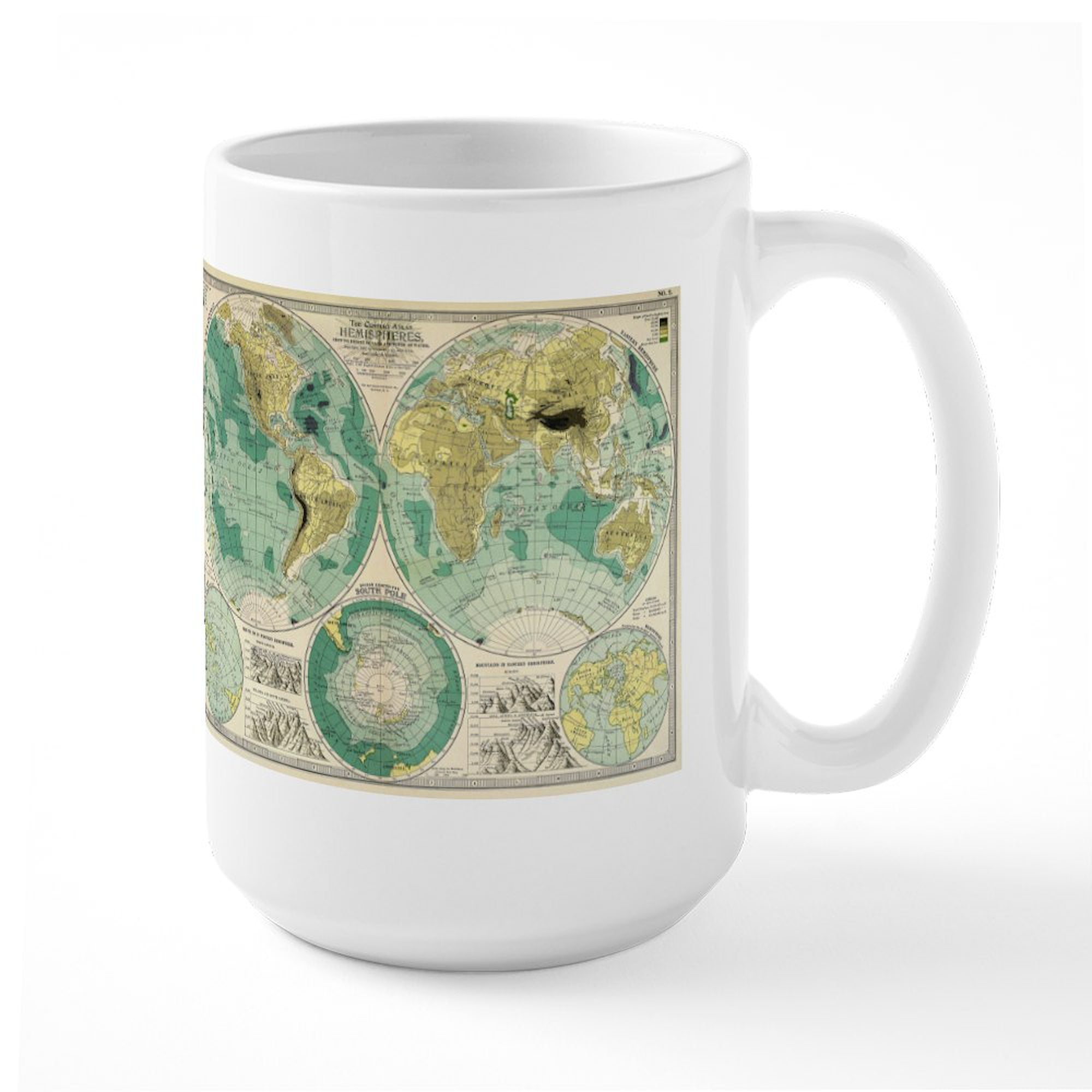 CafePress - Old World Map Mugs - 15 oz Ceramic Large White Novelty Mug ...