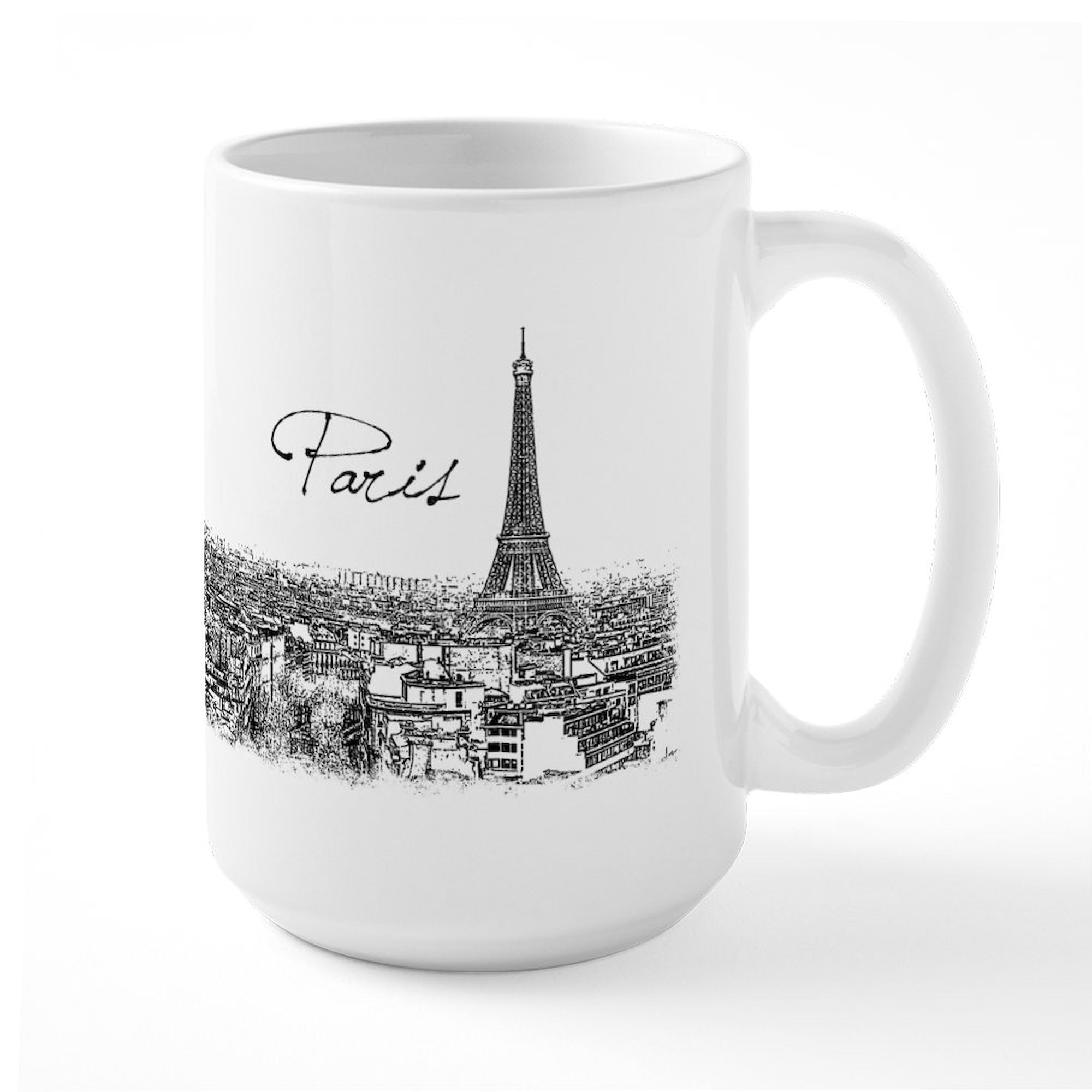 CafePress - Paris Large Mug (Tour Eiffel) - 15 oz Ceramic Large White ...