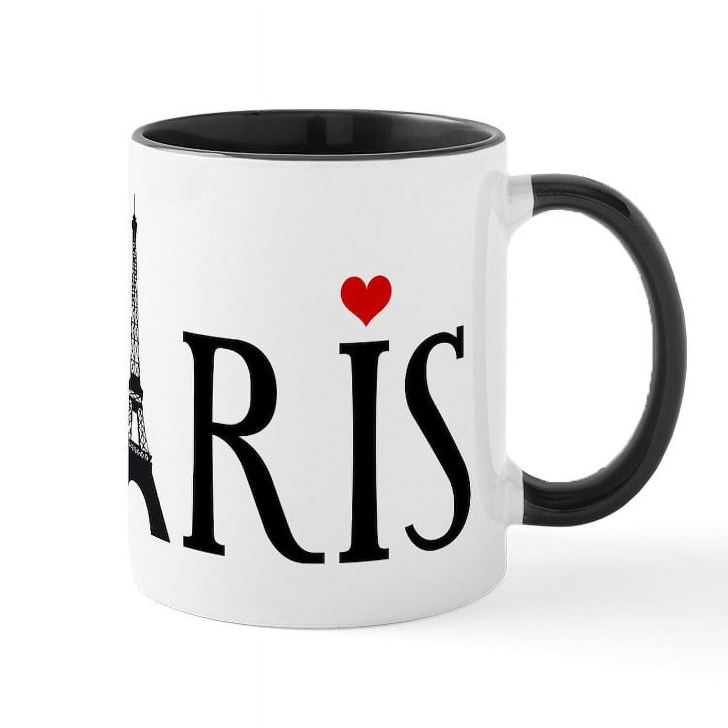 CafePress - Paris With Eiffel Tower And Red Heart Mug - 11 oz Ceramic ...